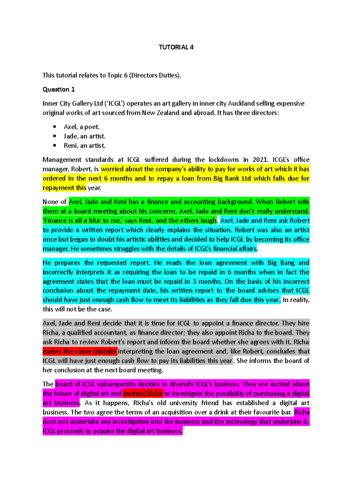 Tute 4 Debrief - answers + help - TUTORIAL 4 This tutorial relates to ...