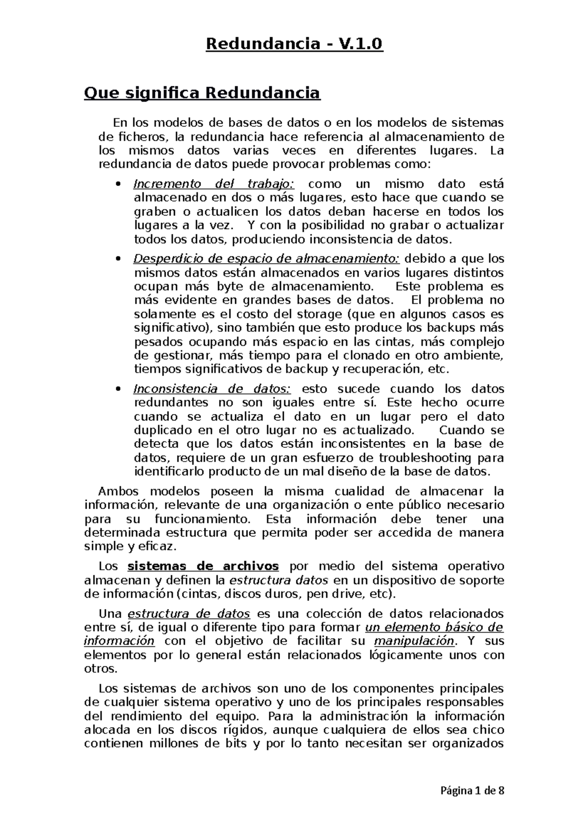 Redundancia - V 1 - Apuntes Tema 5 - Que significa Redundancia En los ...