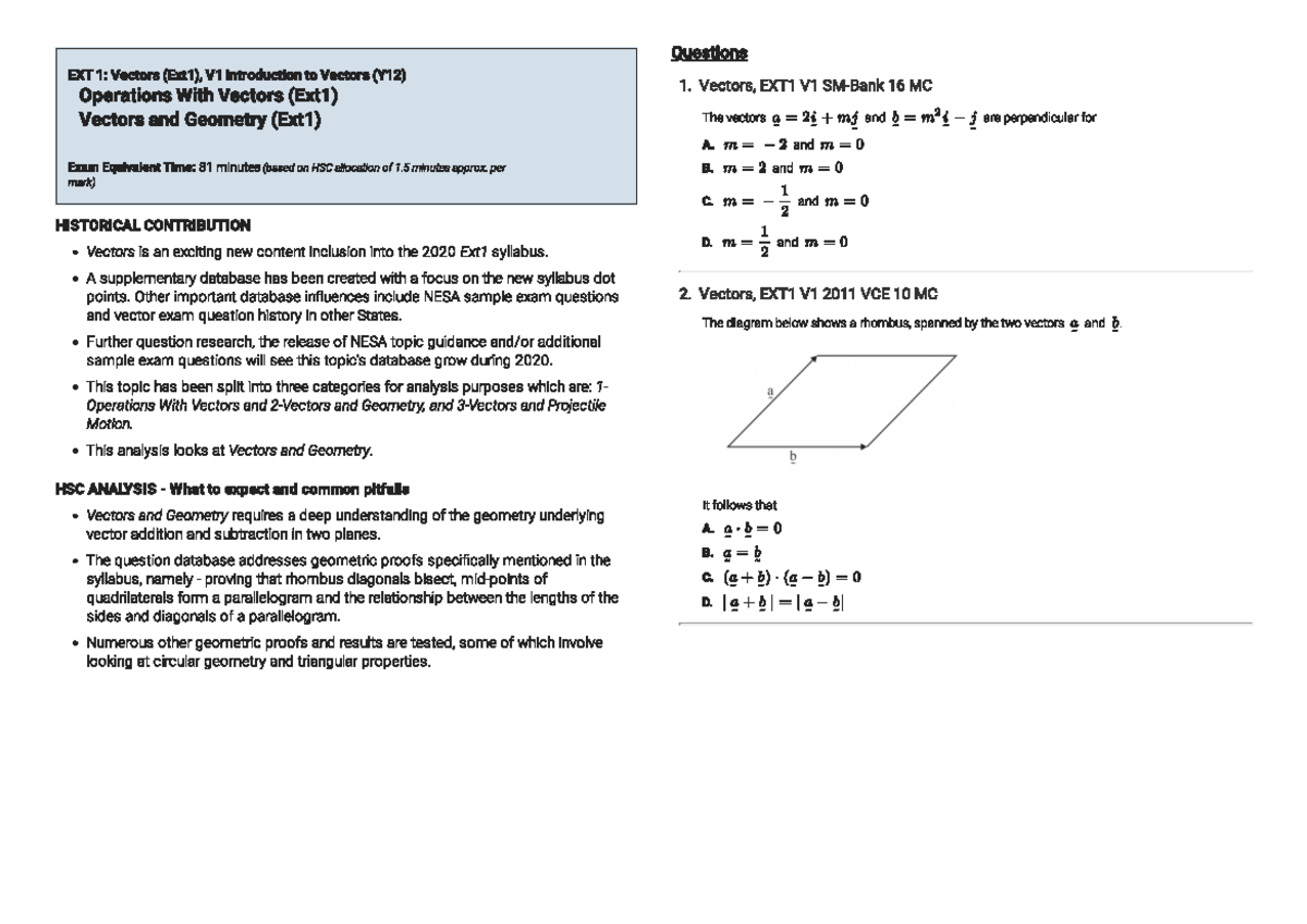 Vectors HSC Questions - Studocu