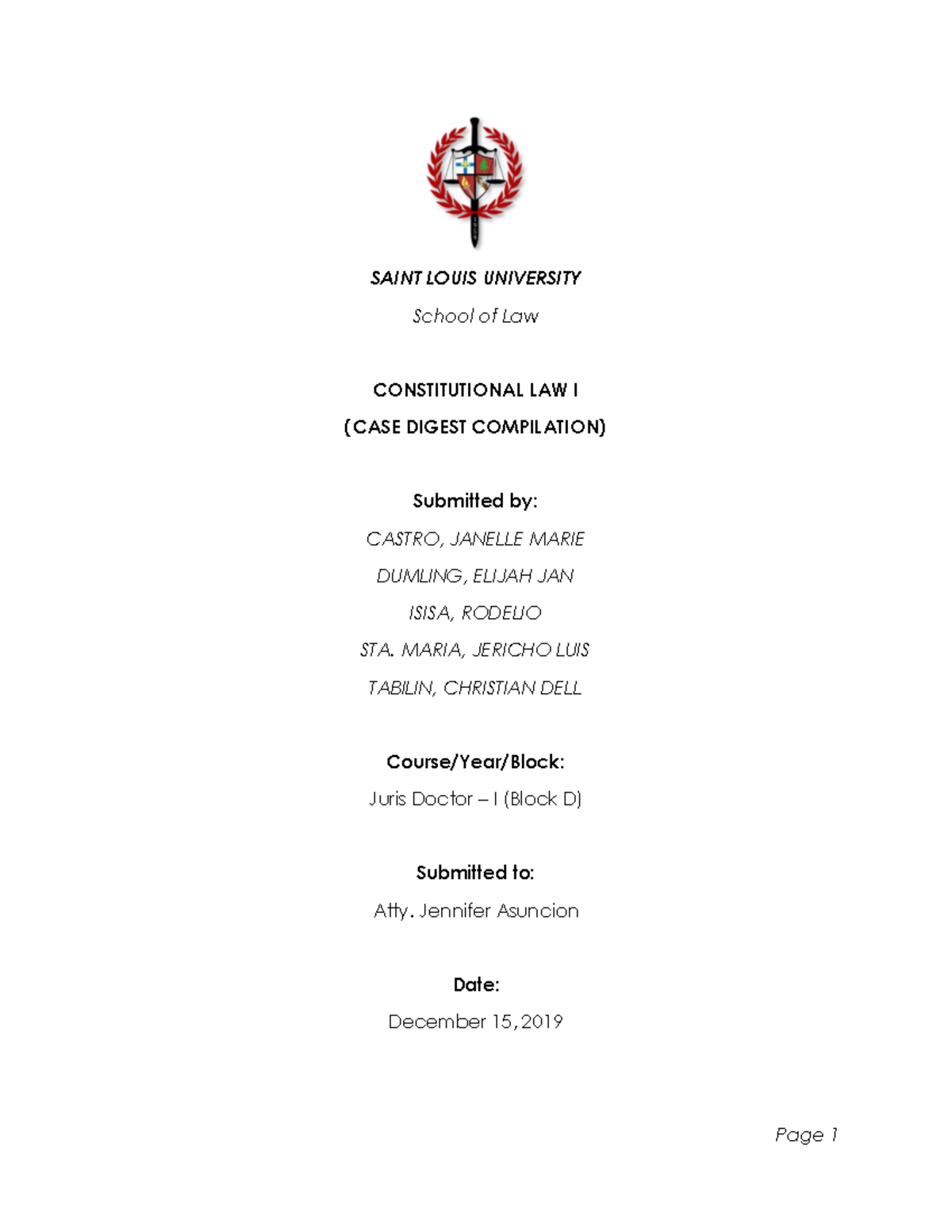 Constitutional LAW I CASE Digests Finals - SAINT LOUIS UNIVERSITY ...