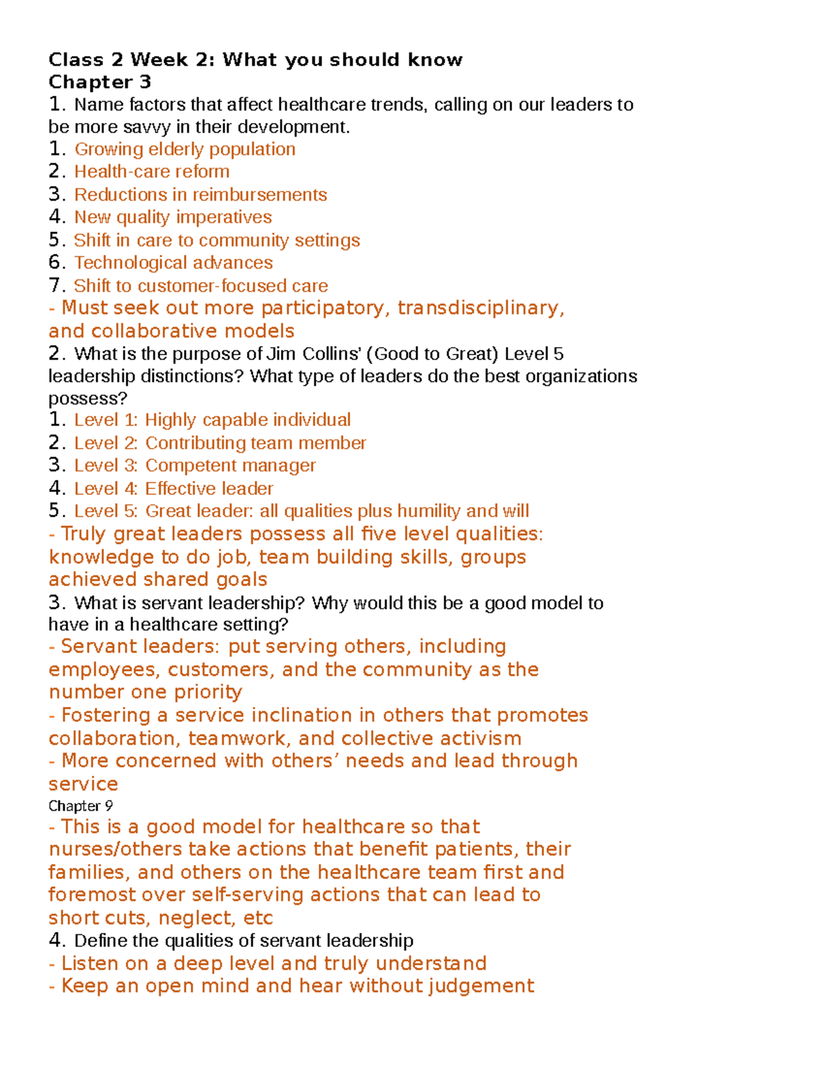 Class 2 Week 2 - All the study guides for Adult Health2 and some for ...