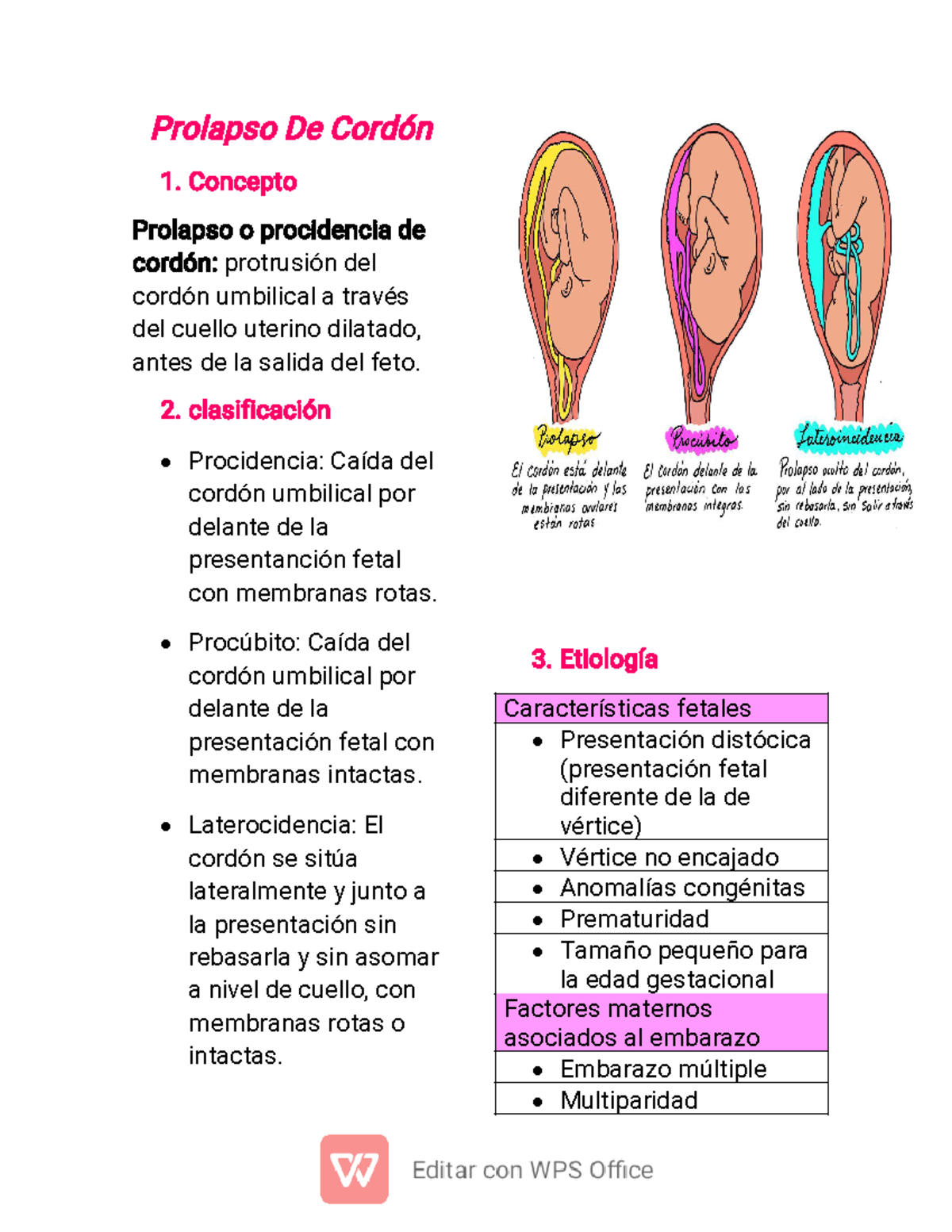 repaso de prolapso de cordón umbilical - Prolapso De Cordón Concepto ...