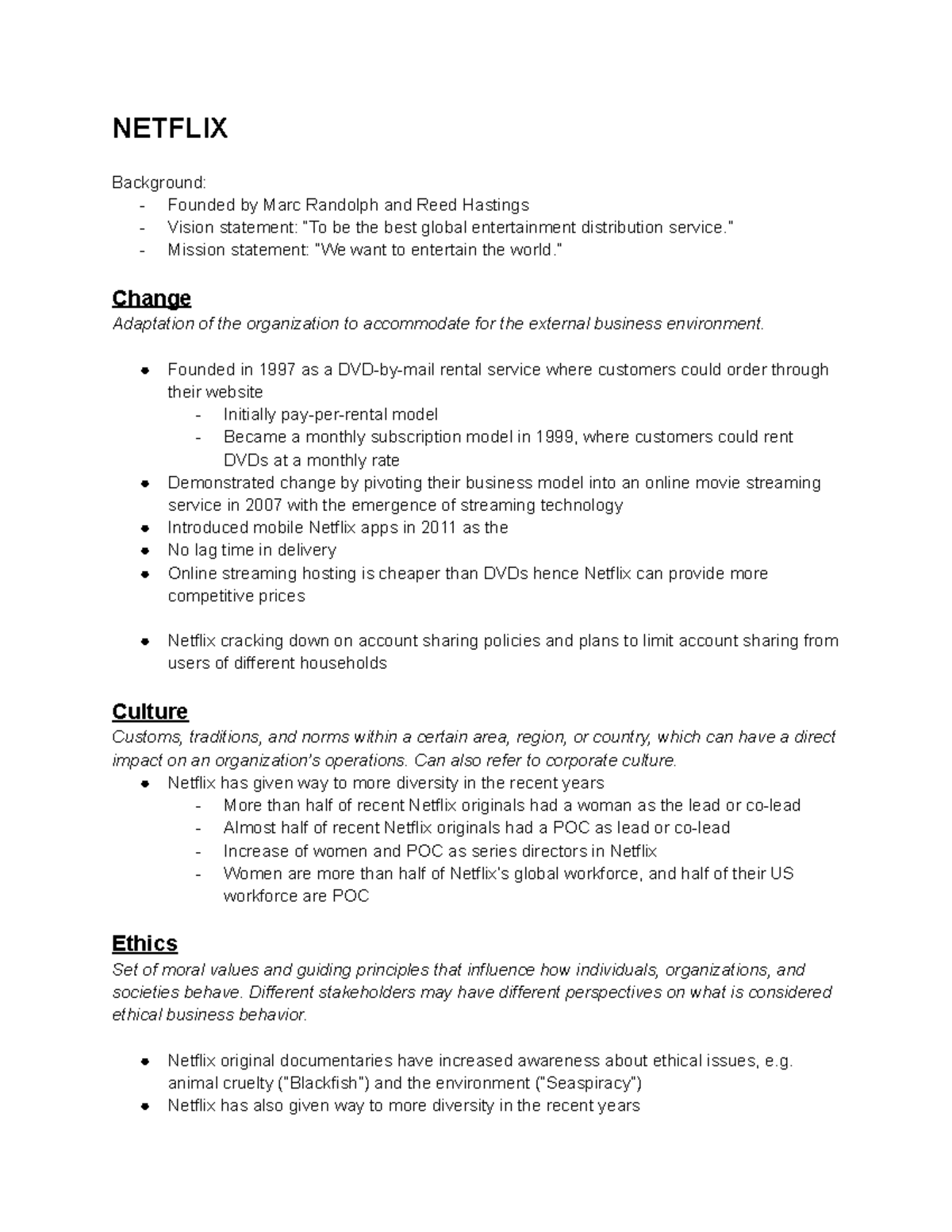 CUEGIS Company Essay Notes - NETFLIX Background: - Founded by Marc ...
