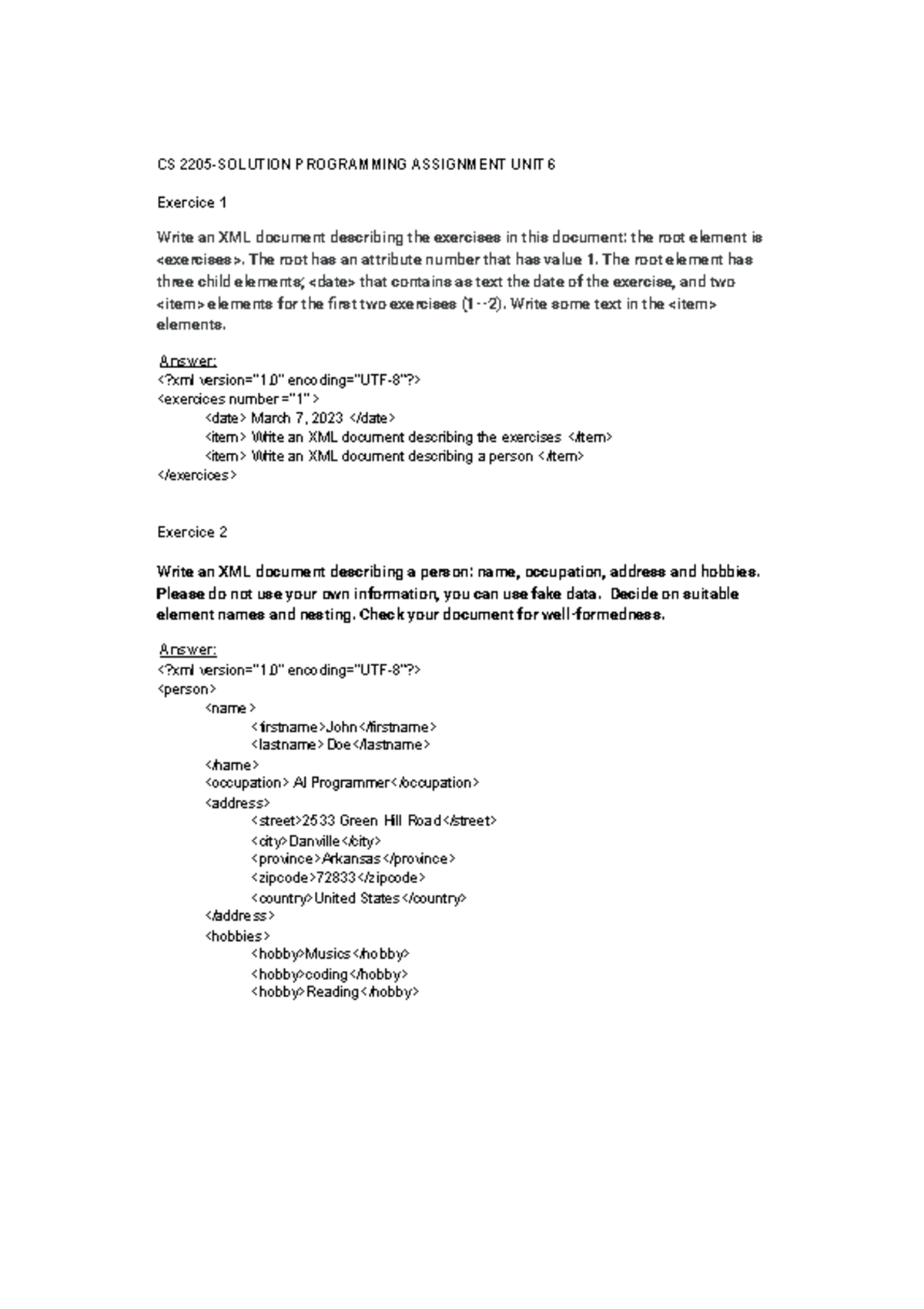 Assignment unit 6 - CS 2205-SOLUTION PROGRAMMING ASSIGNMENT UNIT 6 ...