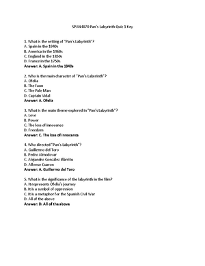 SPAN4070 Pan's Labyrinth Quiz Guide 1 - SPAN4070 Pan’s Labyrinth Quiz ...