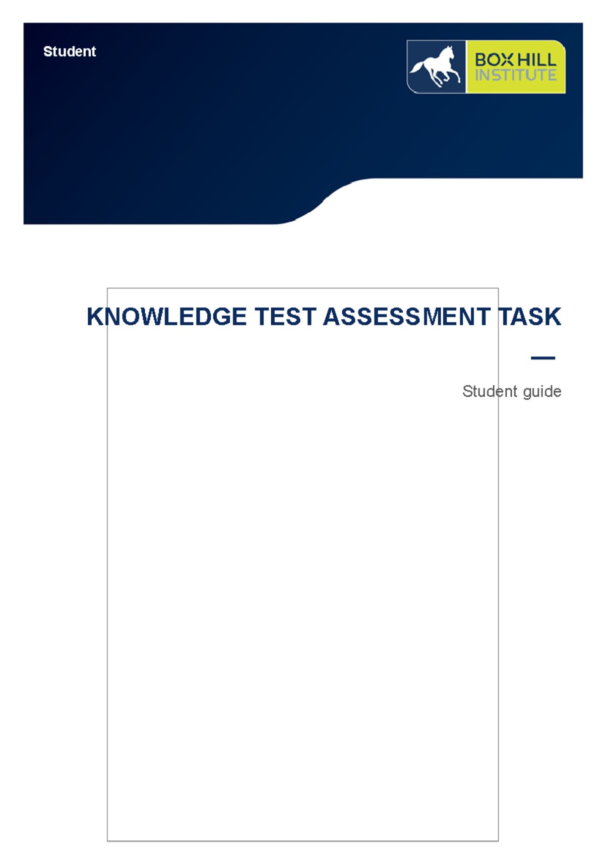 Vu21994 AT2 aa - assignment - Student KNOWLEDGE TEST ASSESSMENT TASK ...