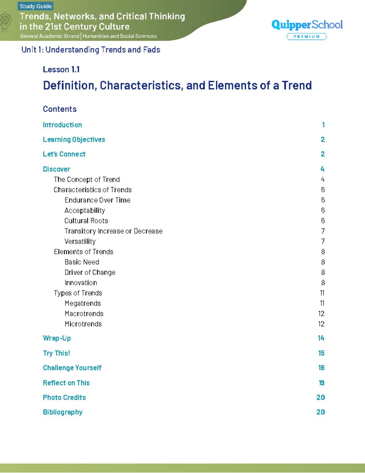 TNT 12 Q1 0101 SG Definition, Characteristics, and Elements of a Trend ...