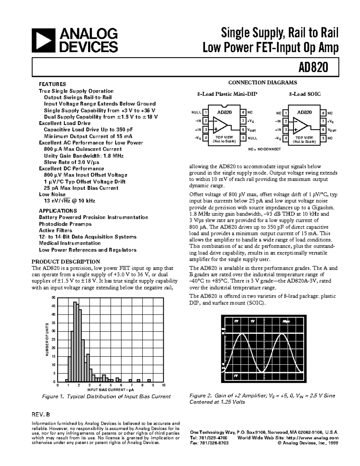 AD820 - CONNECTION DIAGRAMS 8-Lead Plastic Mini-DIP 8-Lead SOIC REV. B ...
