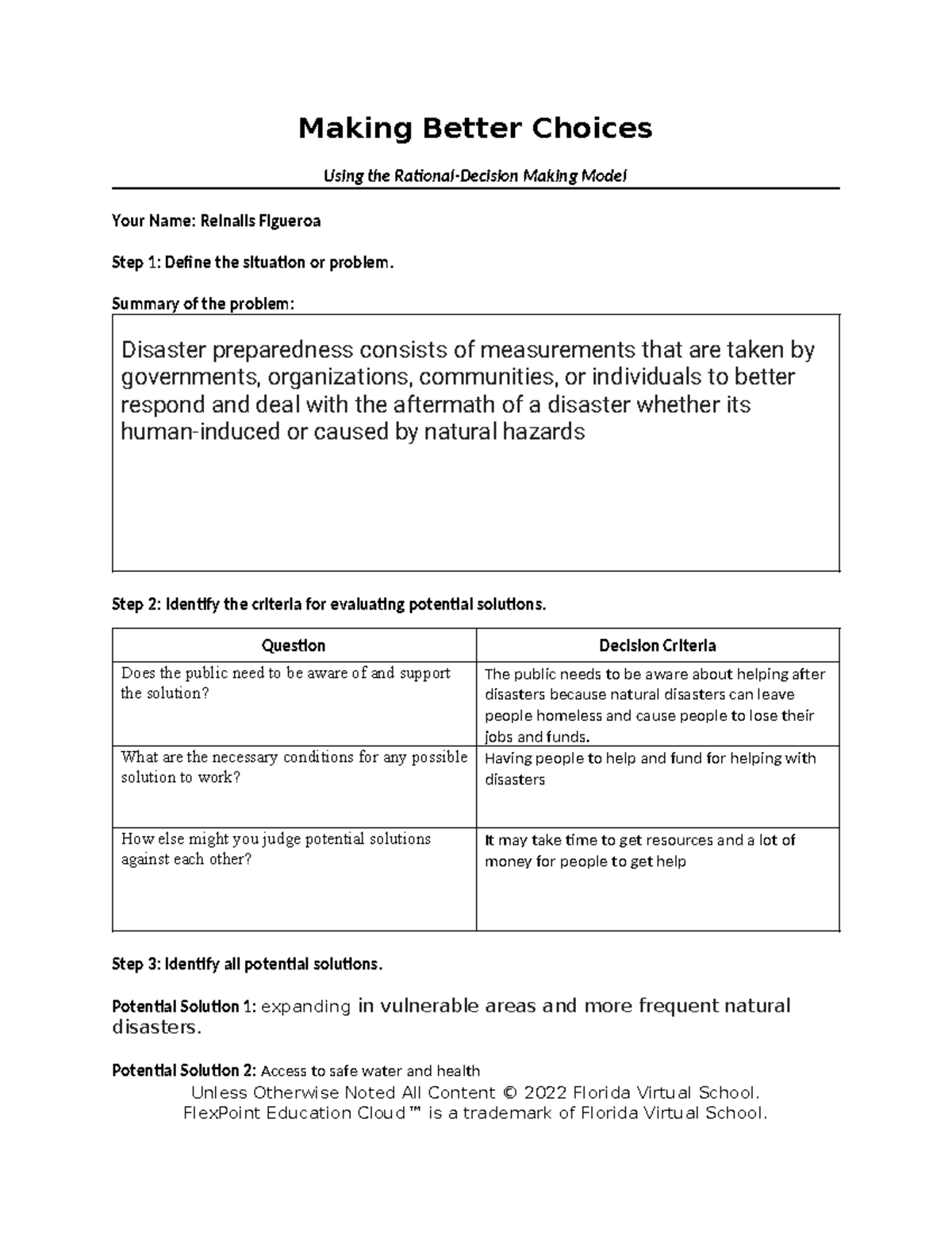 Making better choices assignment template - Making Better Choices Using ...