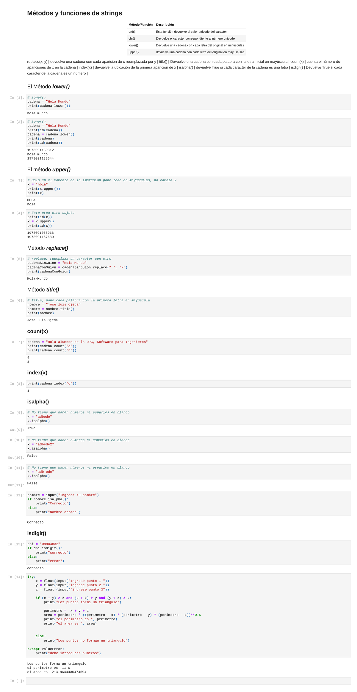 Tips python - software - Métodos y funciones de strings Método/Función ...