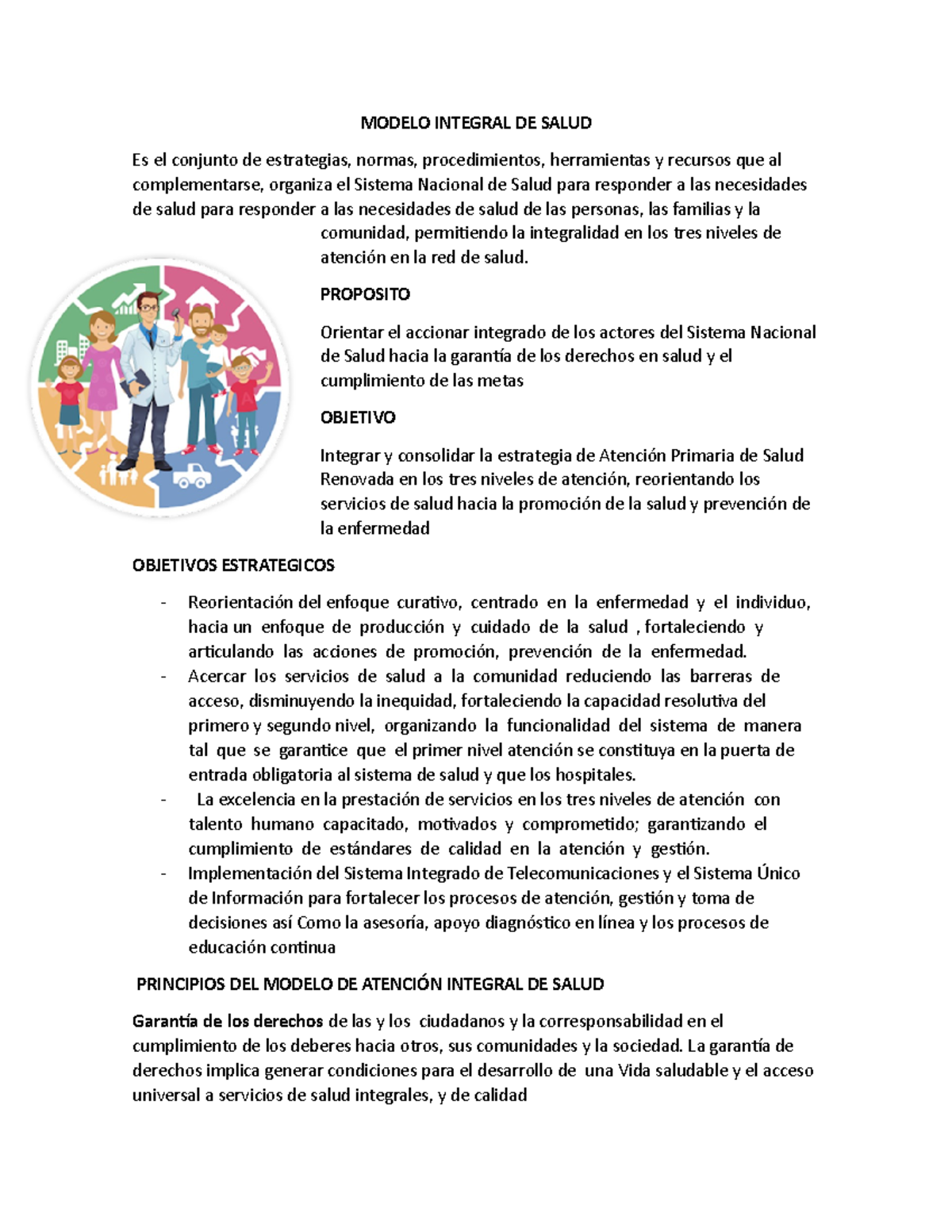 Modelo Integral DE Salud - MODELO INTEGRAL DE SALUD Es el conjunto de ...