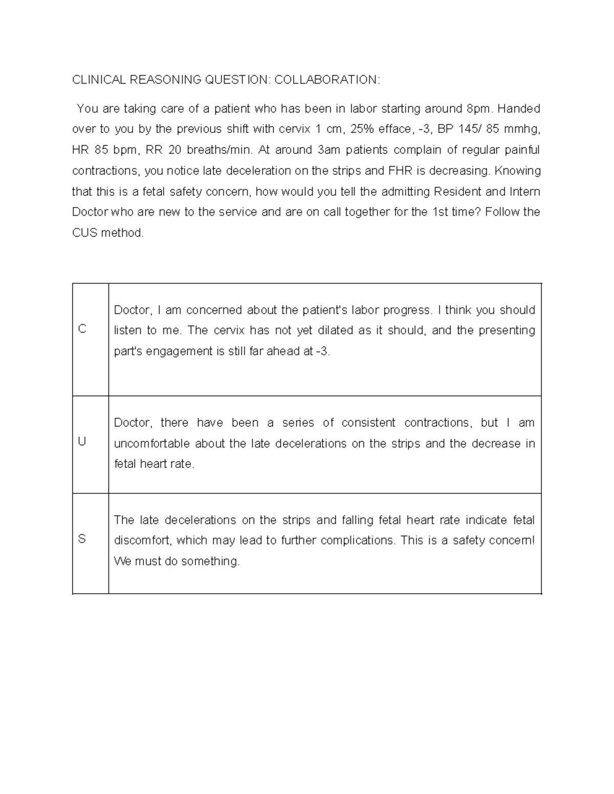 Clinical- Reasoning- Question - CLINICAL REASONING QUESTION ...