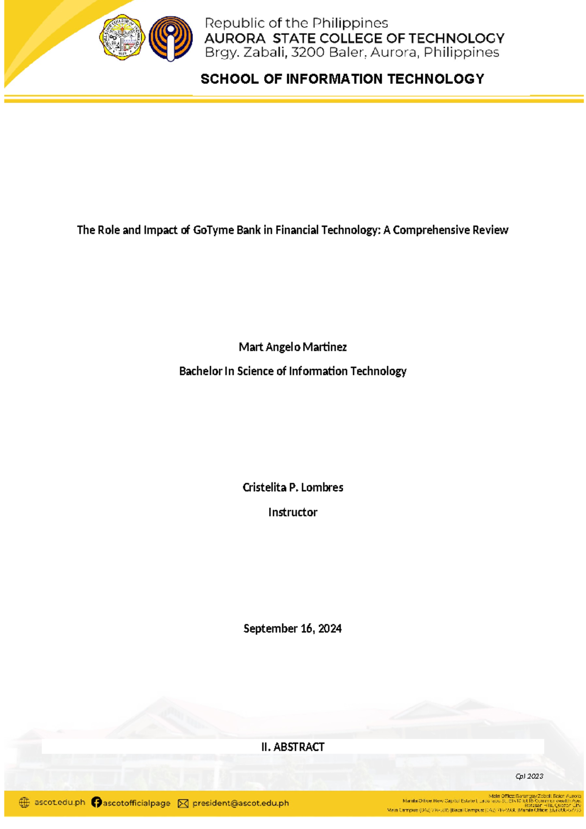 The Role and Impact of Go Tyme Bank in Financial Technology A ...