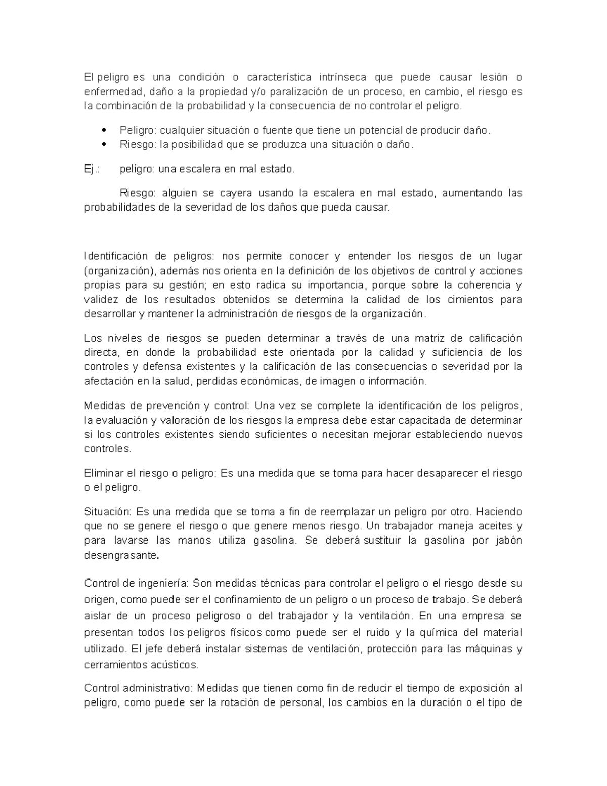Riesgo y peligro - sst - El peligro es una condición o característica ...