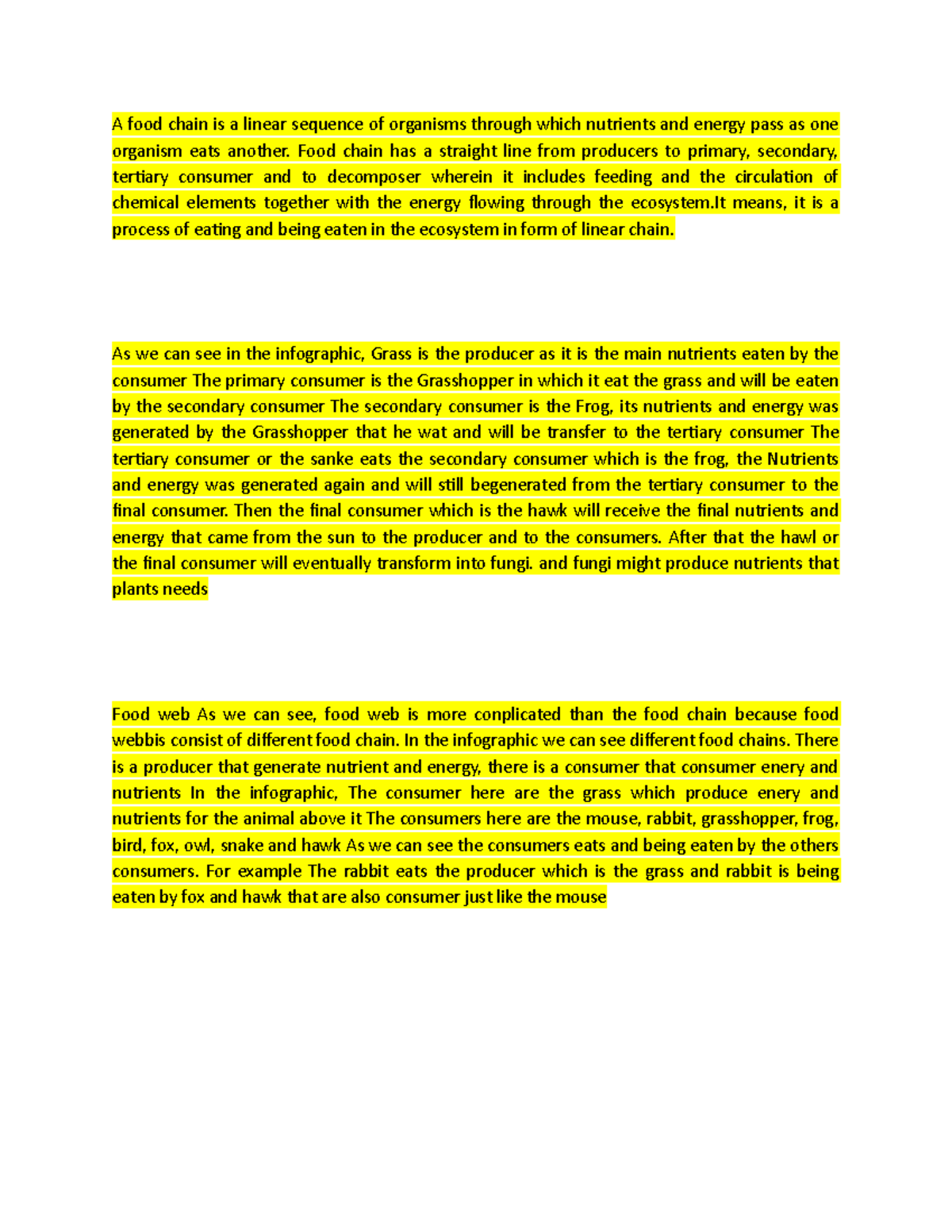 A food chain is a linear sequence of organisms through which nutrients ...