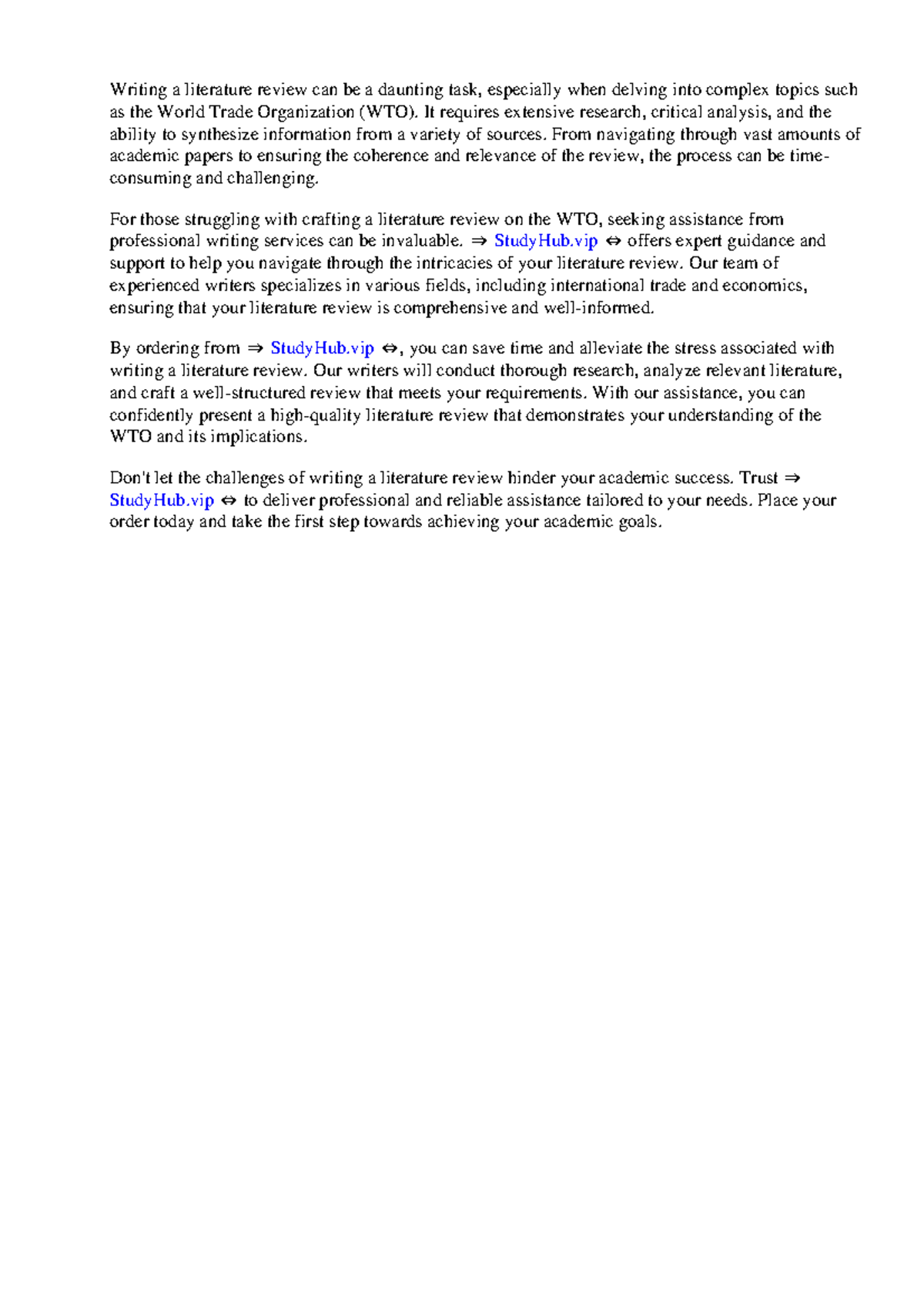 Literature Review Of Wto - Writing a literature review can be a ...