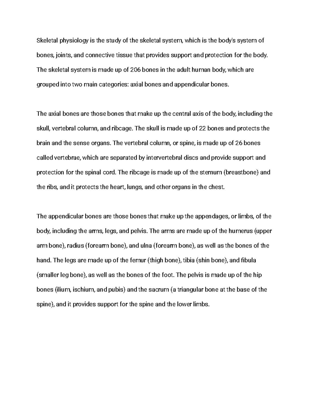 8. Skeletal physiology - The skeletal system is made up of 206 bones in ...