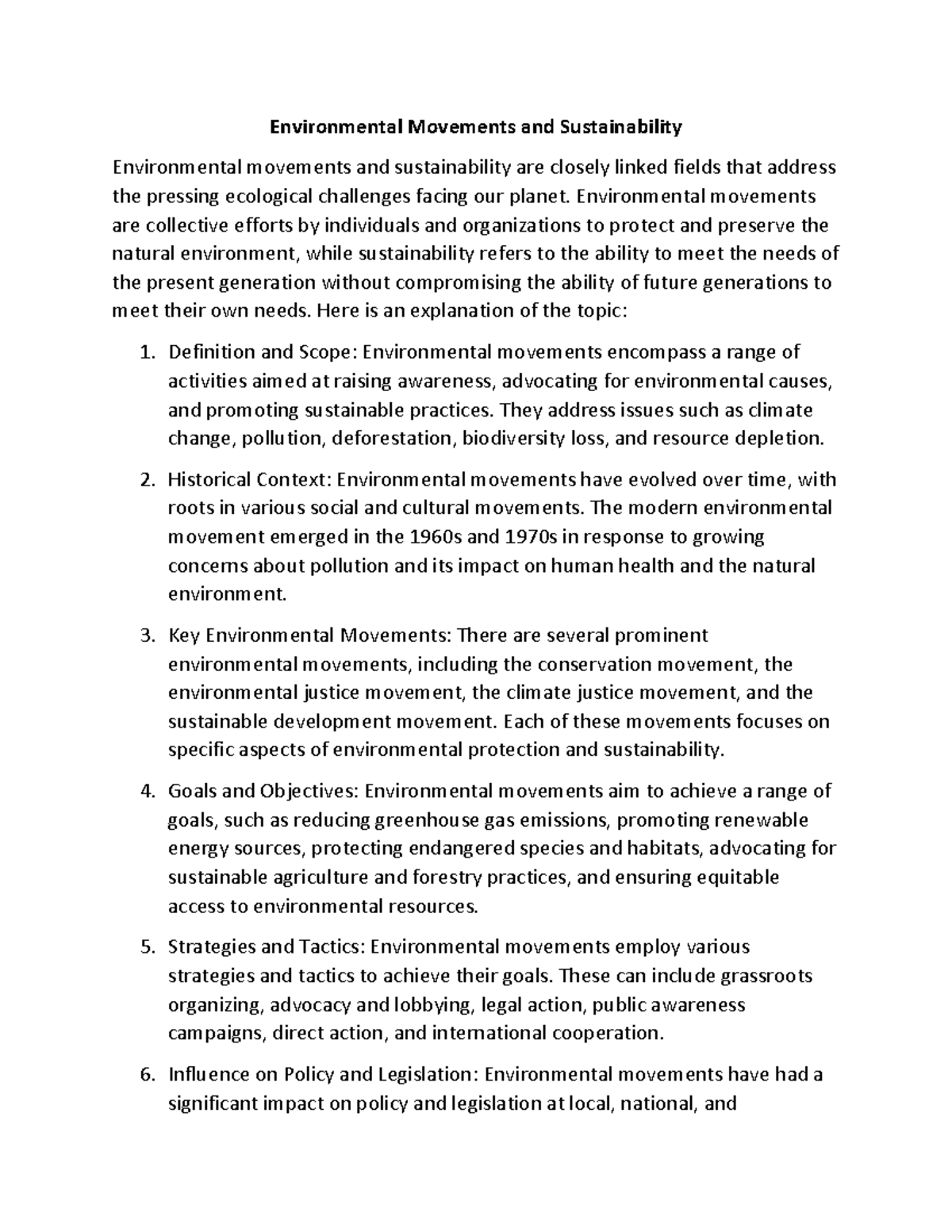 Environmental Movements and Sustainability - Environmental Movements ...