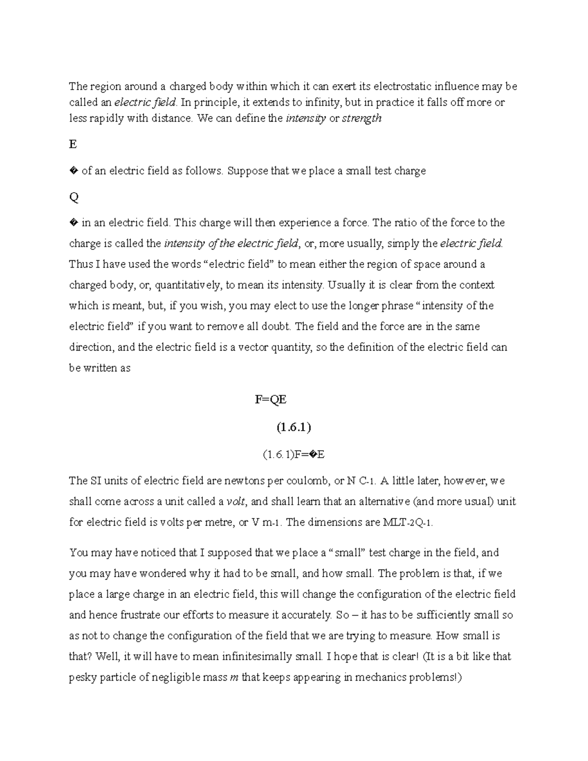 Electric Field - I got these notes from Prof Tyagi's Physics 101 class ...