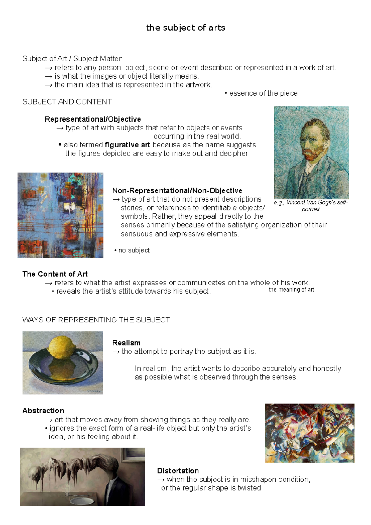Hum notes - subject and medium of arts - the subject of arts Subject of ...