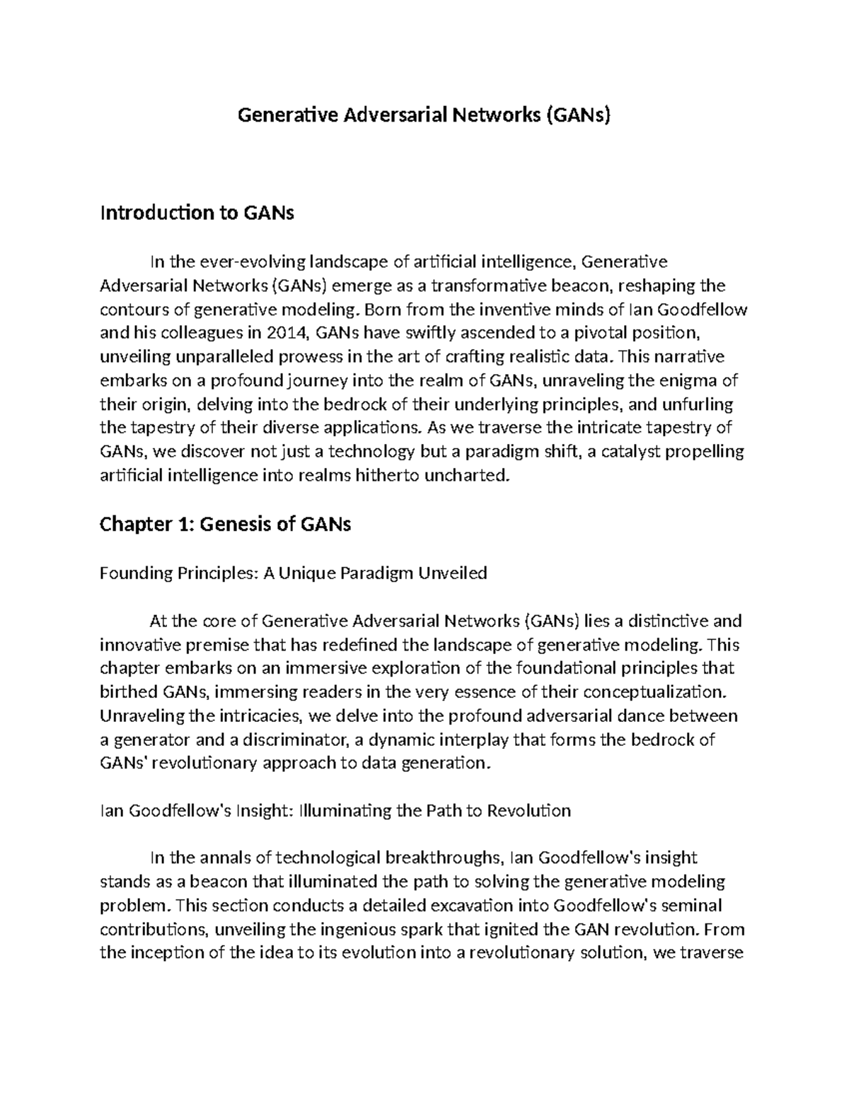 GAN - GAN Essay - Generative Adversarial Networks (GANs) Introduction ...