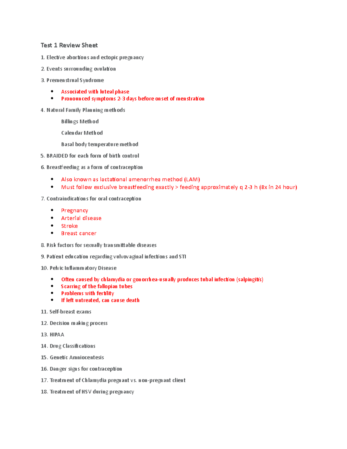 Test 1 Review Sheet 1 - NURS 4355 - Georgia Southern - Studocu