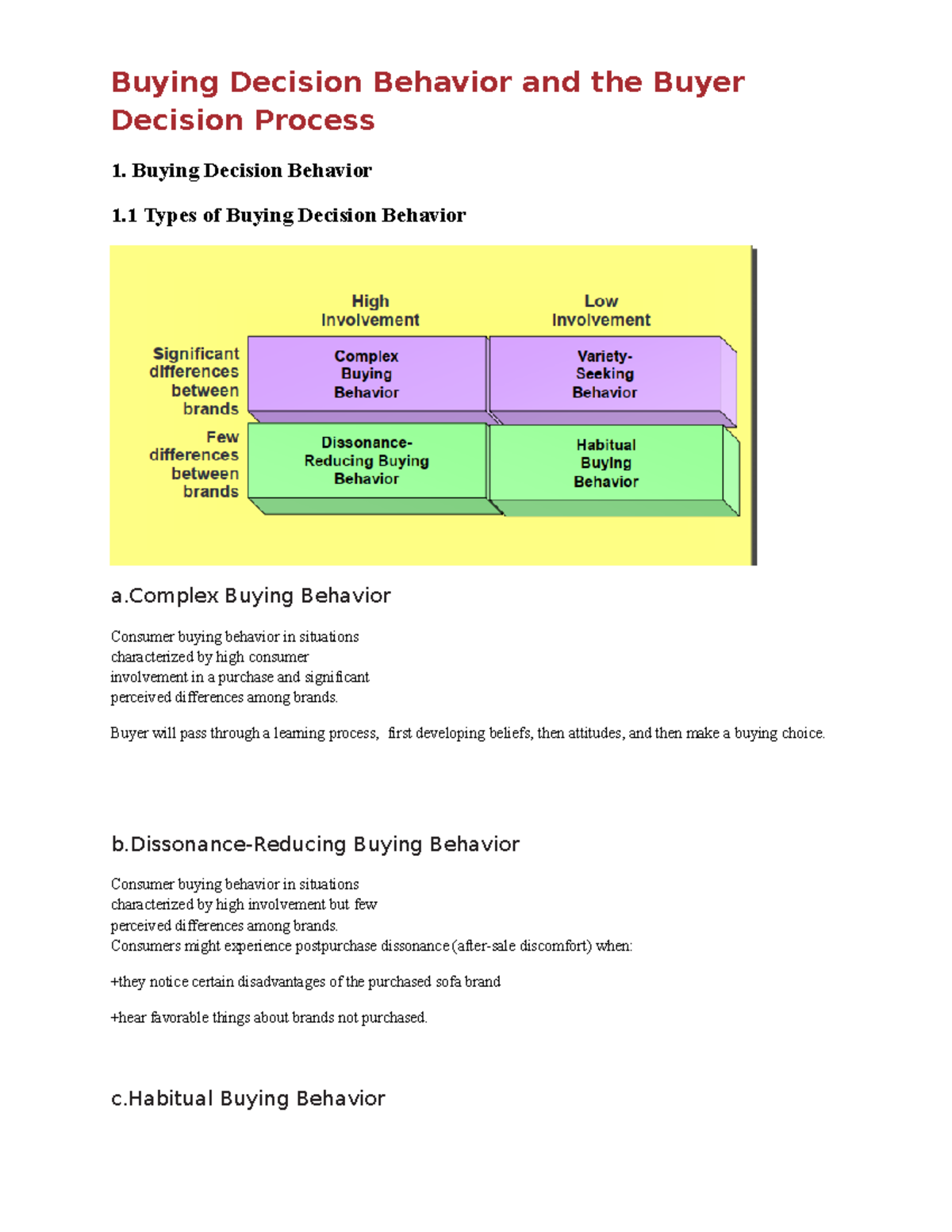 Buying Decision Behavior and the Buyer - Buying Decision Behavior and ...