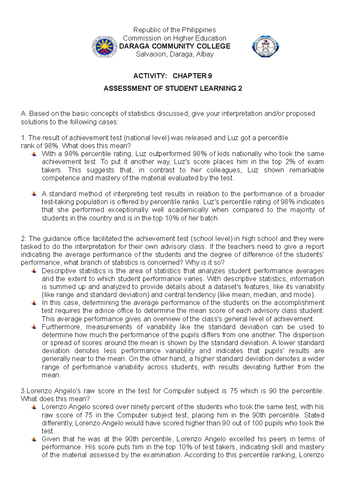 Chapter 9 Activity - Prof Education works - ACTIVITY: CHAPTER 9 ...
