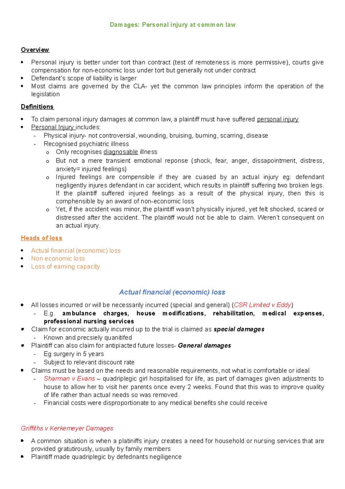 Damages- Personal Injury CL & Aggravated-Exemplary - Damages: Personal ...