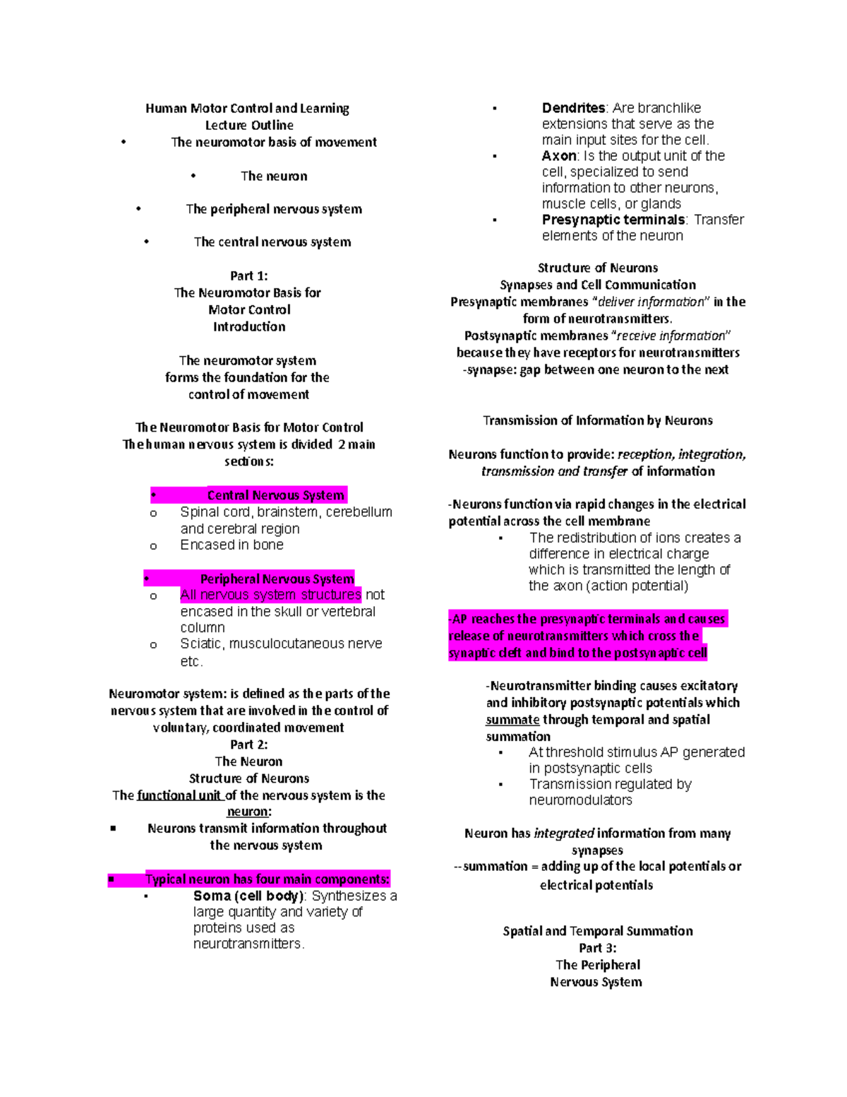 Neuromotor Basis for Motor control - Neuromotor system: is defined as ...