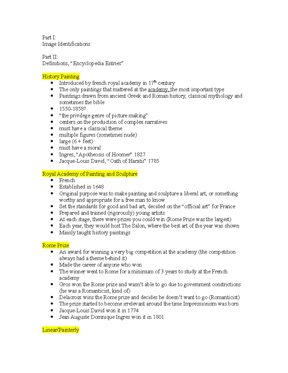 History of Modern Art Class Notes for Exam 1 - Part I: Image ...