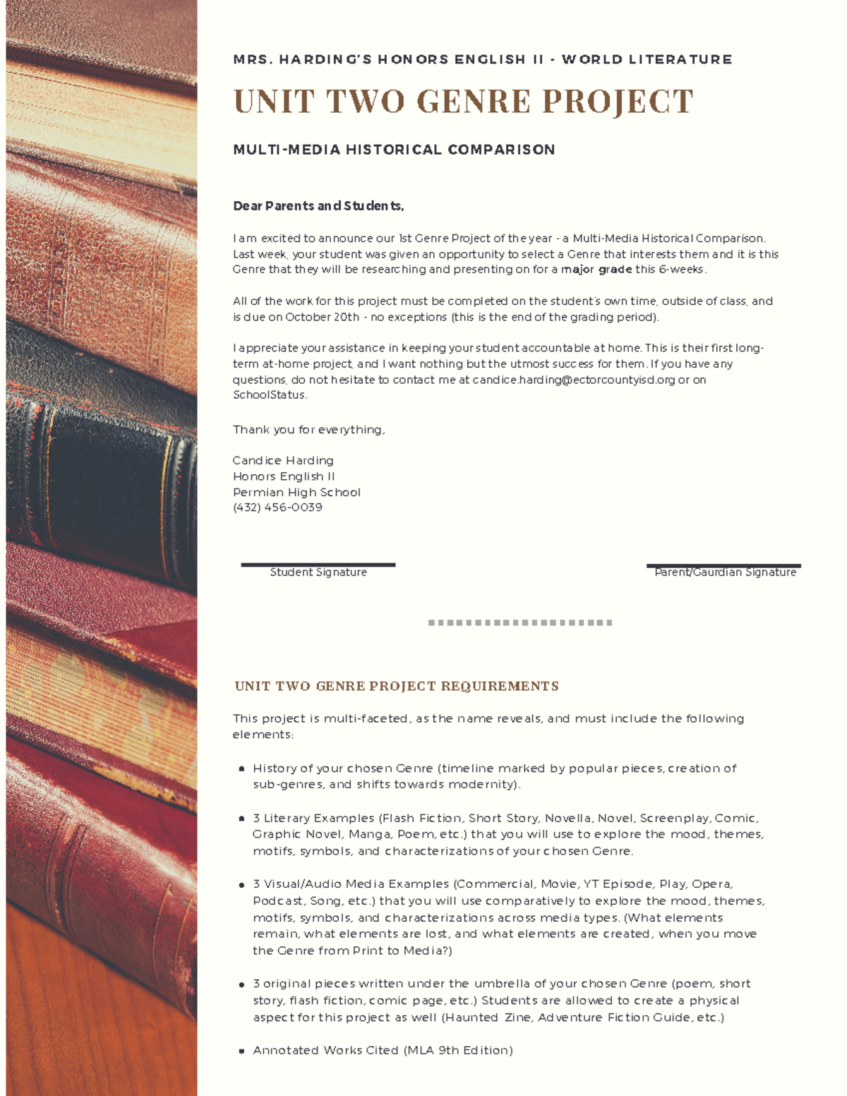 Abram Moreno - Unit 2 genre project - M R S. H A R D I N G ’ S H O N O ...