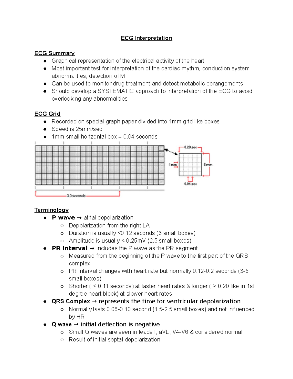 Ecg Interpretation Ecg Interpretation Ecg Summary Graphical Representation Of The Electrical