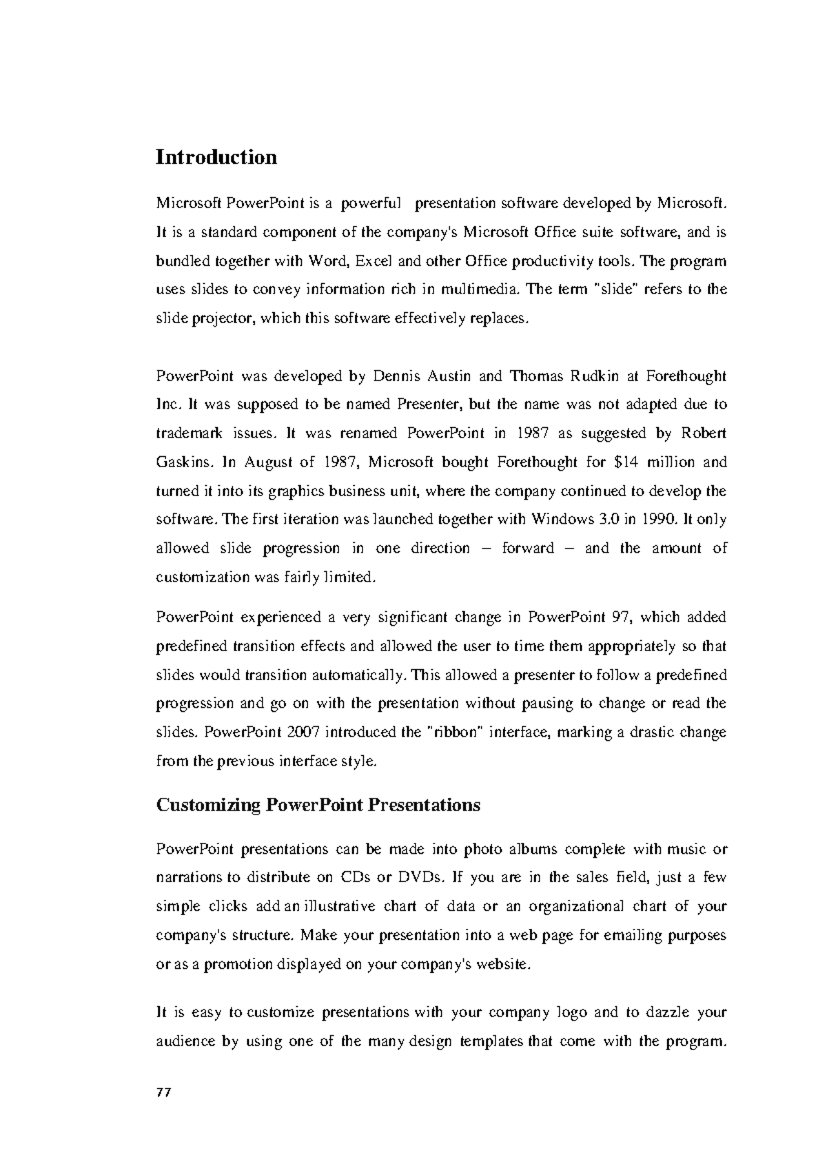 Intro ppt - LECTURE NOTES - 77 Introduction Microsoft PowerPoint is a ...