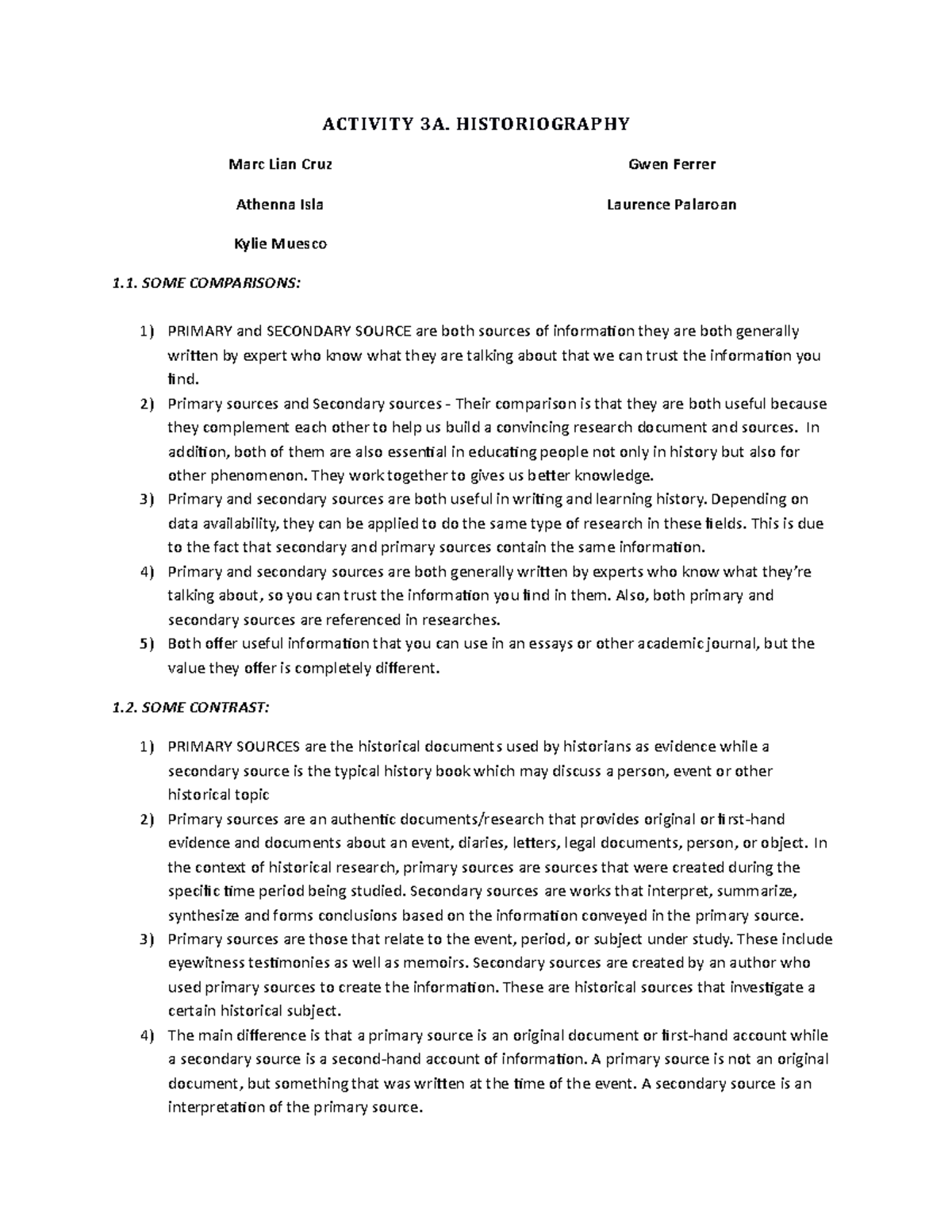 Activity 3A. Historiography - ACTIVITY 3A. HISTORIOGRAPHY Marc Lian ...