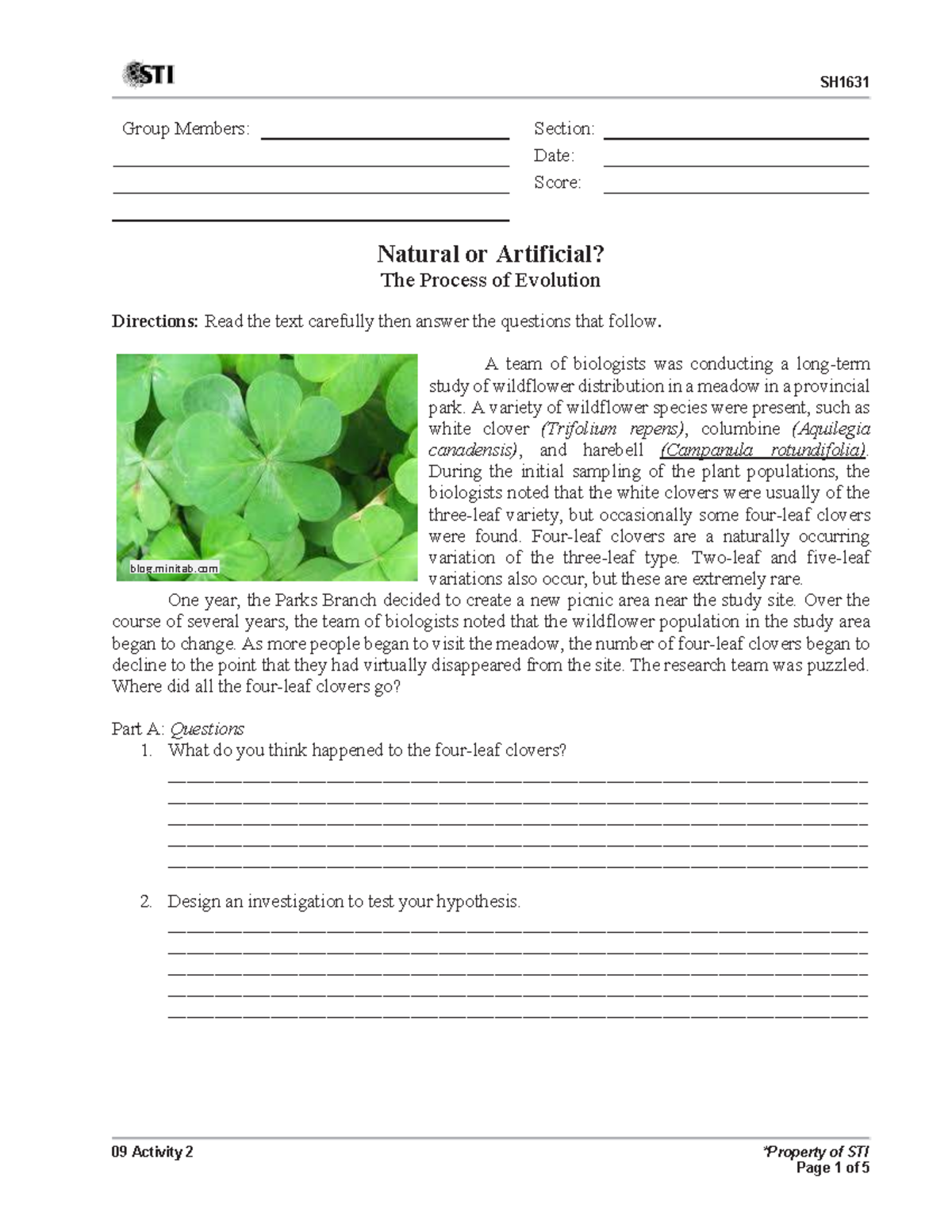 SH1631 Earth And Life Science 09 Activity 2 09 Activity 2 Property