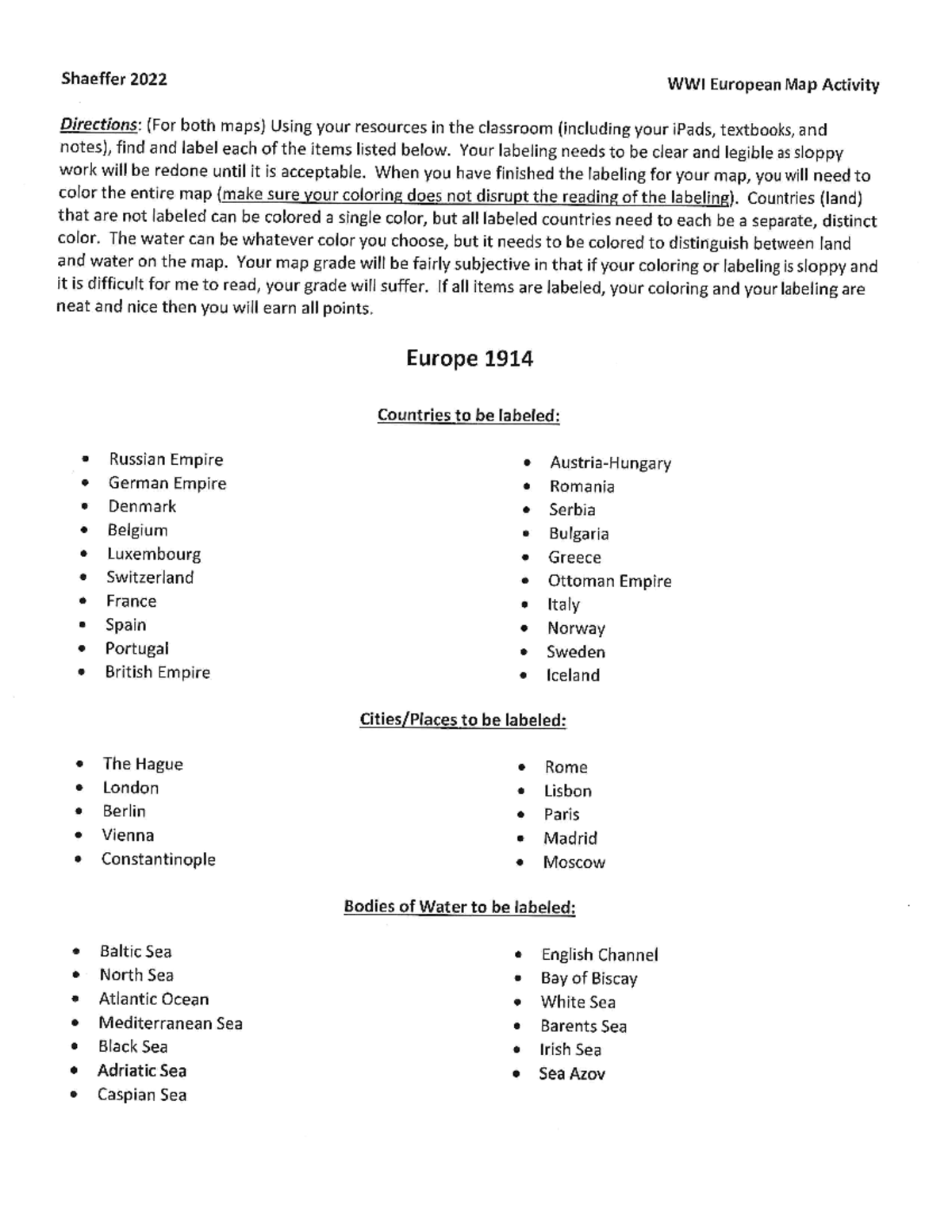 WWIMaps-2 - this is a answer sheet for the world war 1 maps - Studocu