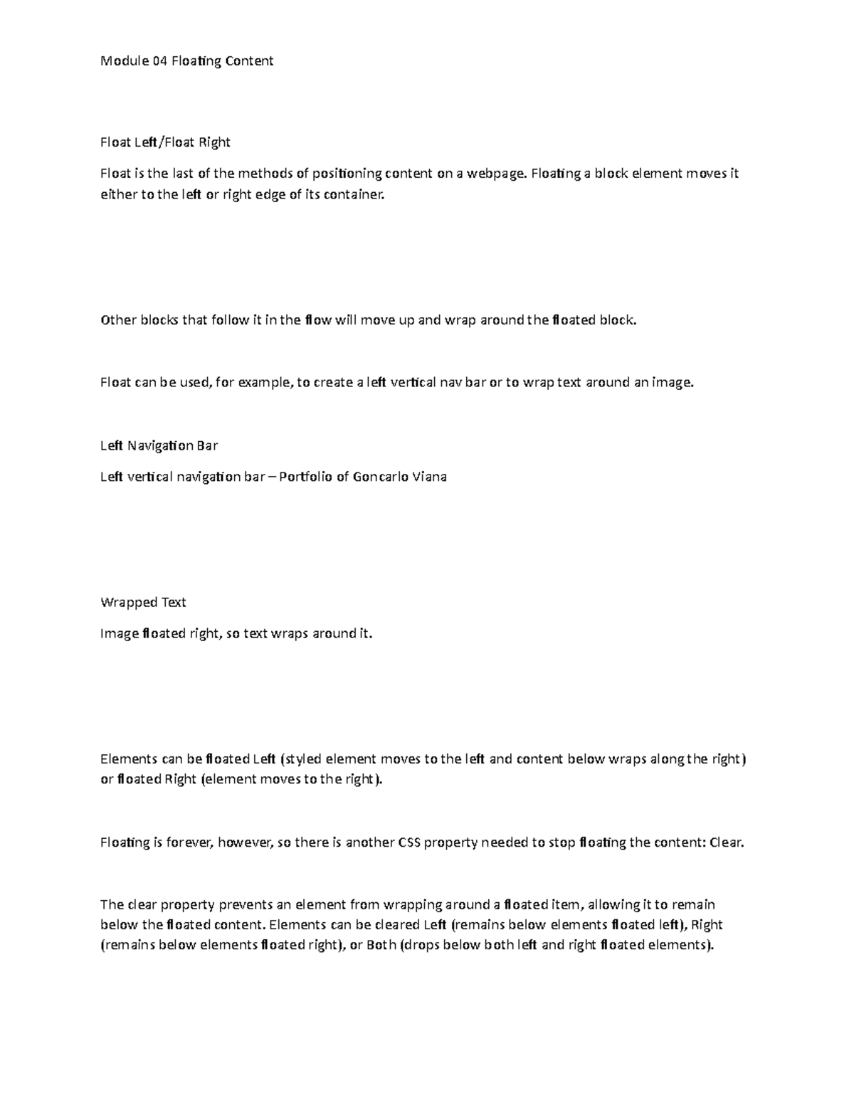 Module 04 Floating Content - Module 04 Floating Content Float Left ...