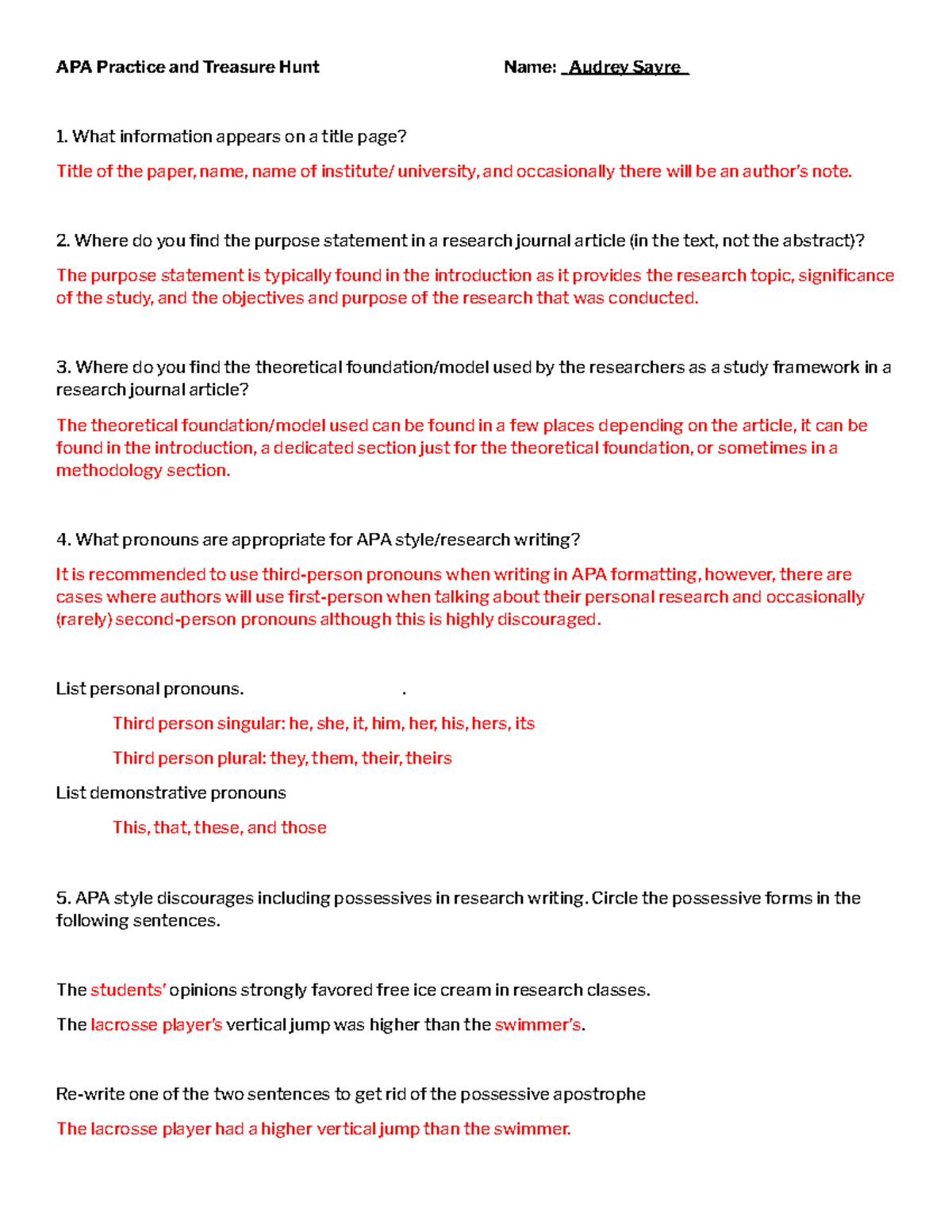 HSCI315 APA Exercise - APA Practice and Treasure Hunt Name: Audrey ...