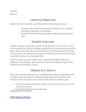 Notes - GRA- Module 5 Learning Objectives By the end of this module ...