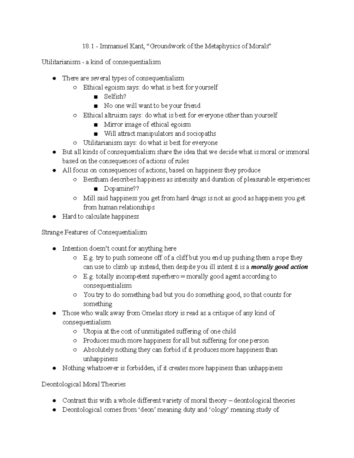 Immanuel Kant Groundwork of the Metaphysics of Morals - 18 - Immanuel ...