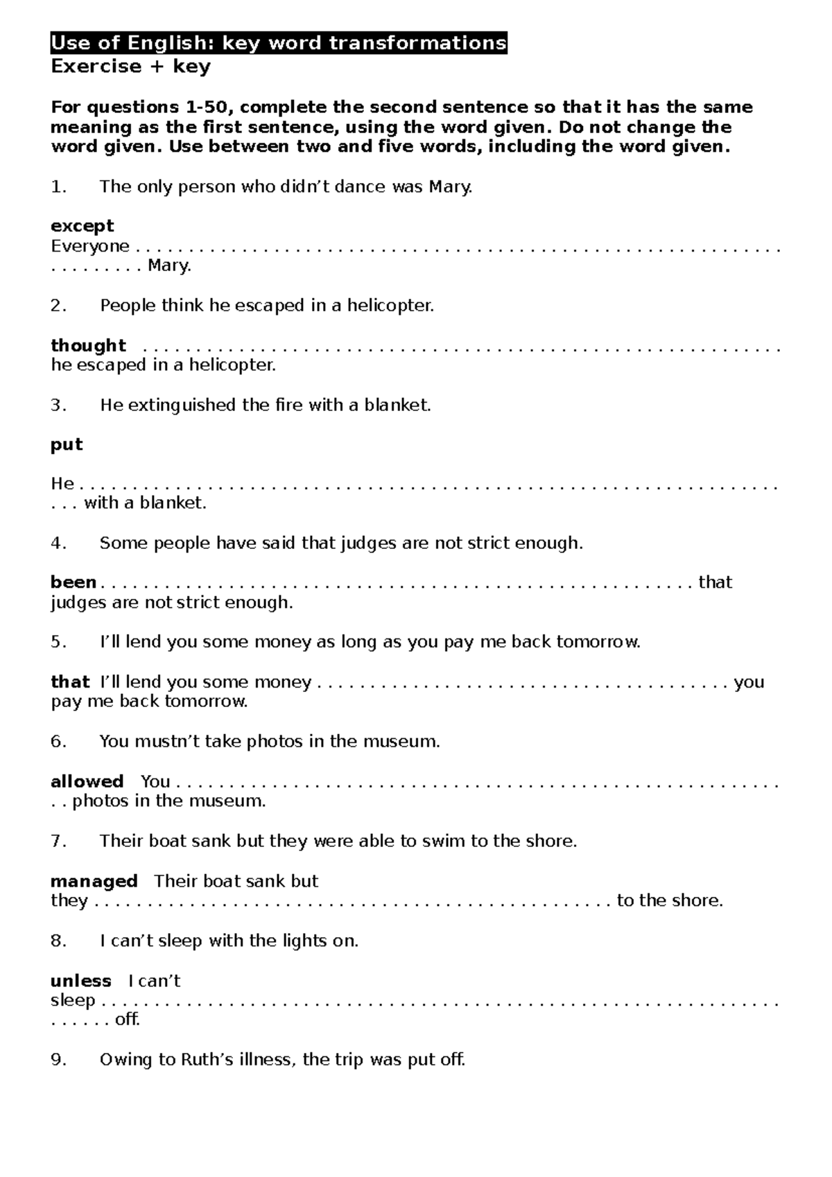 Key-word-transformations-key-1 49342 - Use of English: key word ...