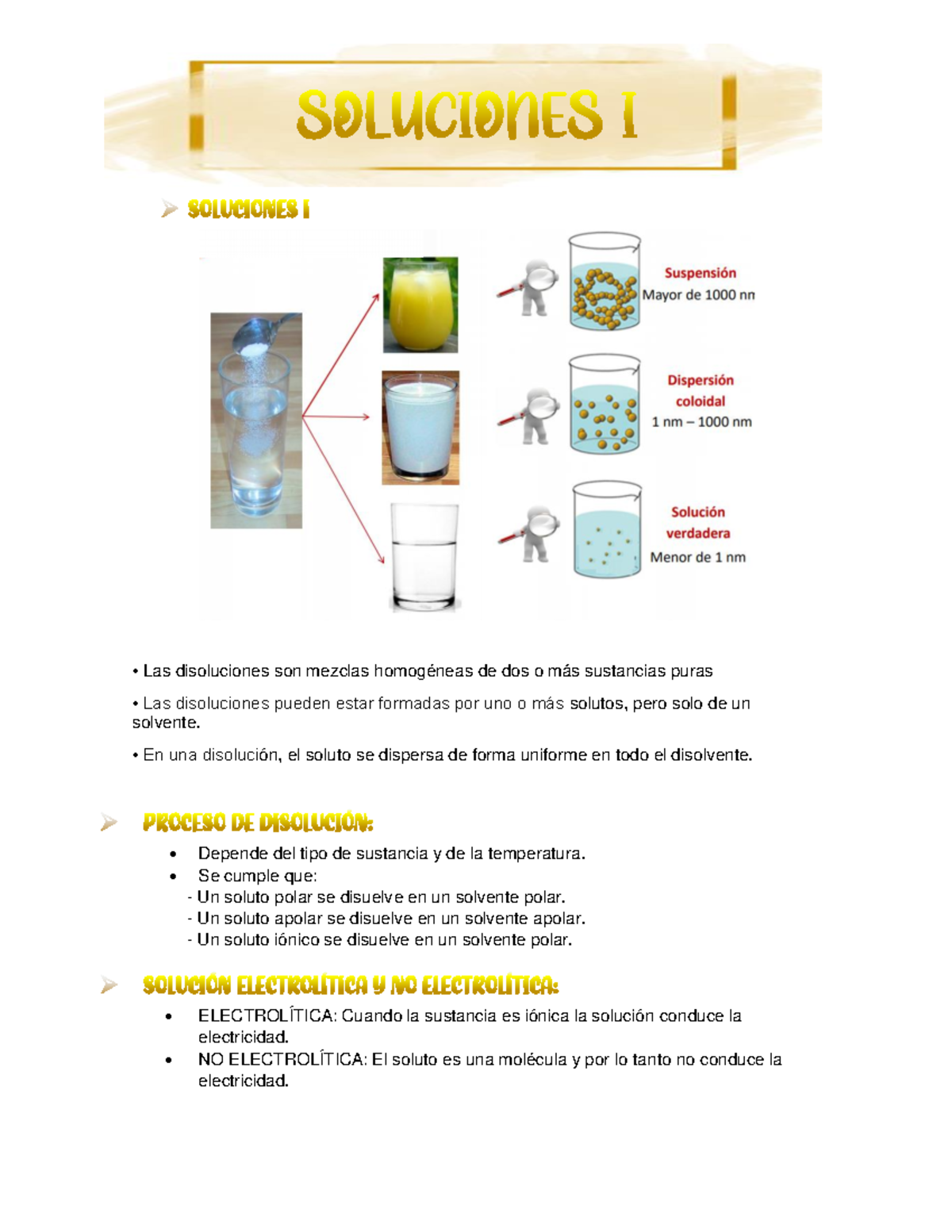 Soluciones I - Las disoluciones son mezclas homogéneas de dos o más sustancias puras Las - Studocu