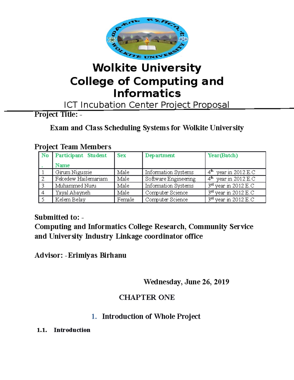 549224946 Exam and Class Scheduling Systems for Wolkite University ...