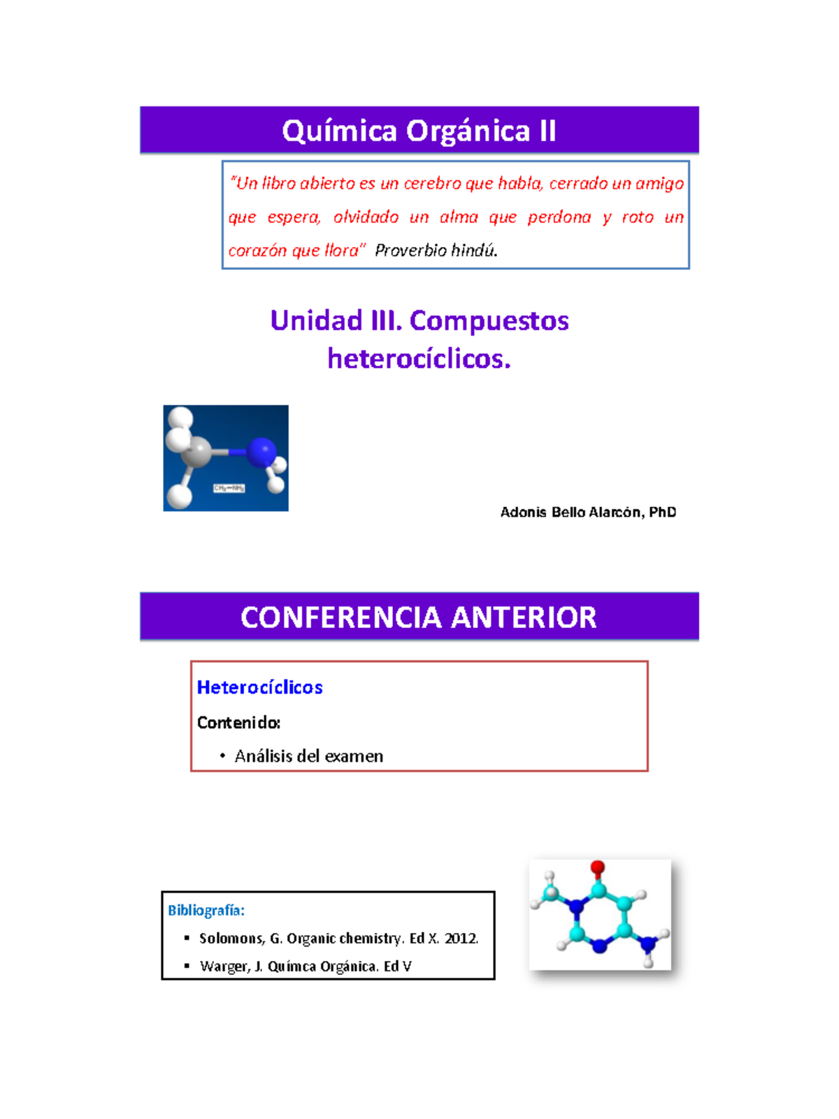 Conferencia 16 - Resumen Química orgánica - Unidad III. Compuestos ...