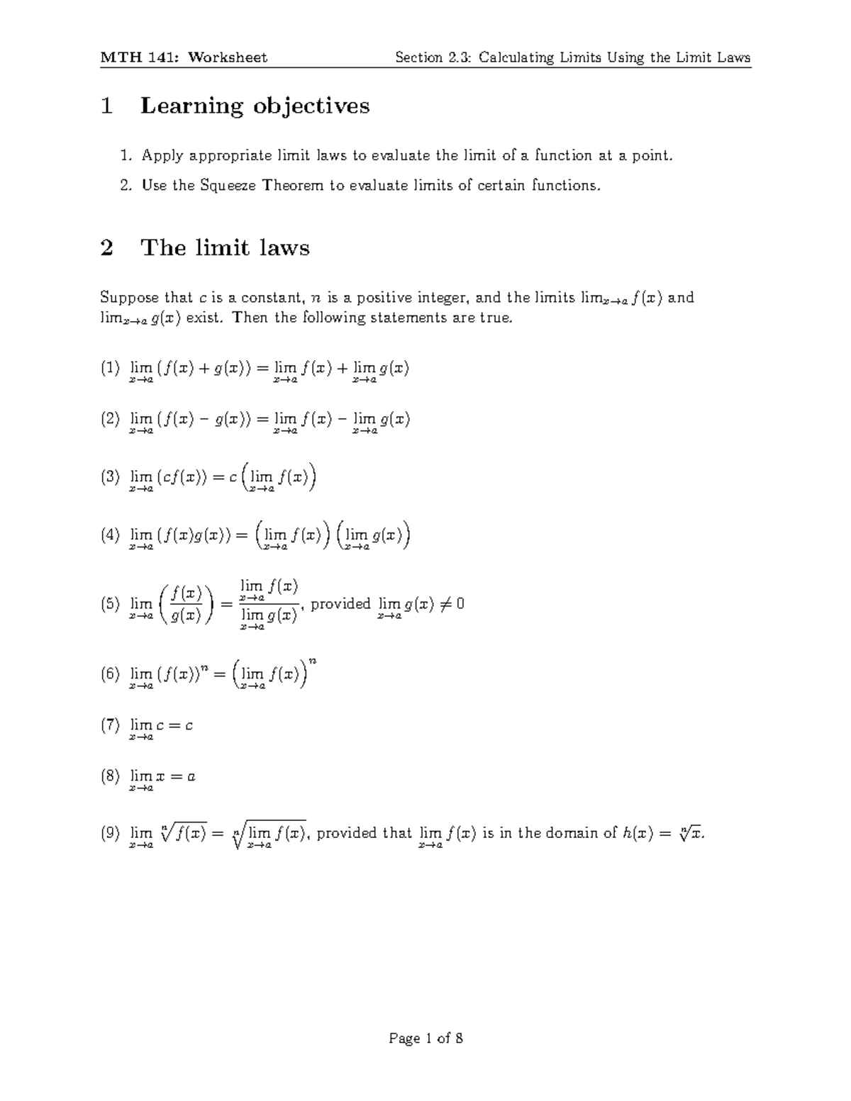 Section 2.3 Lecture Worksheet - 1 Learning objectives Apply appropriate ...