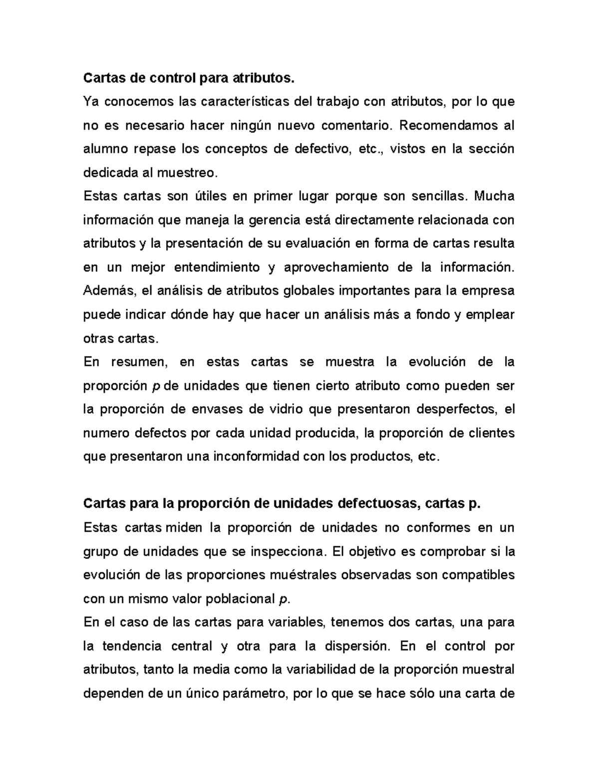 Cartas de control para atributos - Evaluación psicopedagógica - UCA - StuDocu