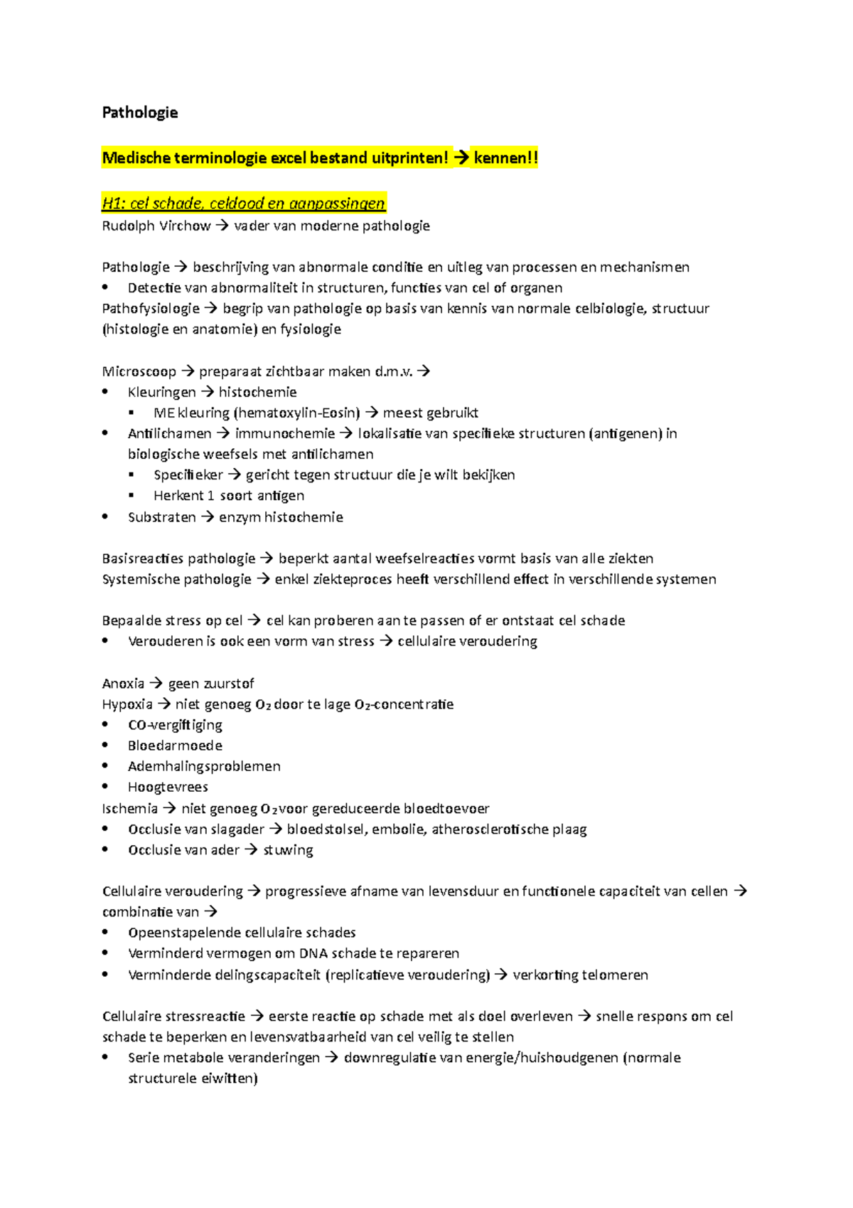 Pathologie - Pathologie Medische terminologie excel bestand uitprinten ...