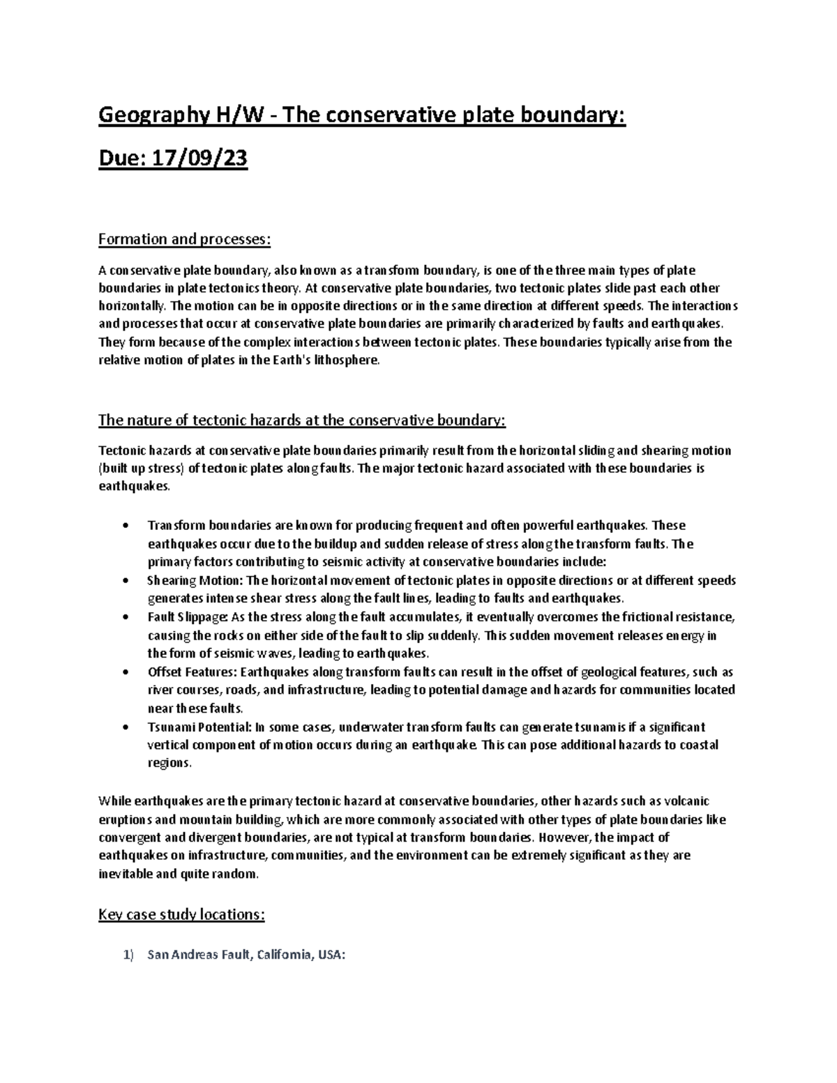 Geography HW - The conservative boundary - Geography H/W - The ...