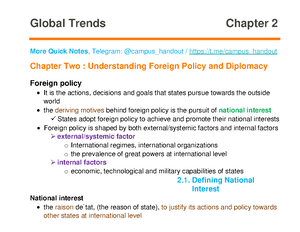 Global chapter 1-4 - Units 1-4 - Chapter One Understanding of International Relations 1 - Studocu